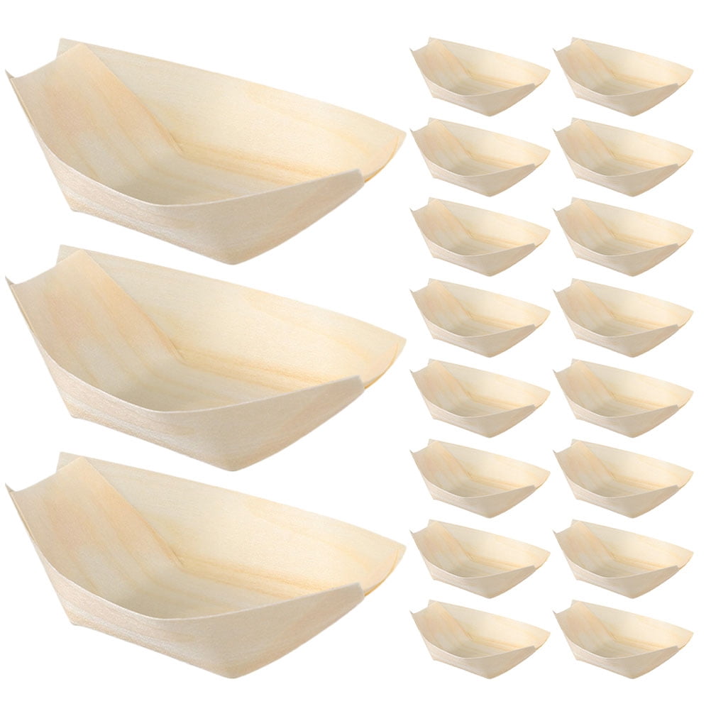 HOMEMAXS Sushi Boat Plates in Beige Color Made of Pine Wood for Storage ...