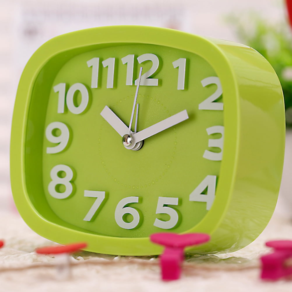 Minkissy Bedside Alarm Clocks For Bedrooms Plastic Green 1Pcs Silent ...