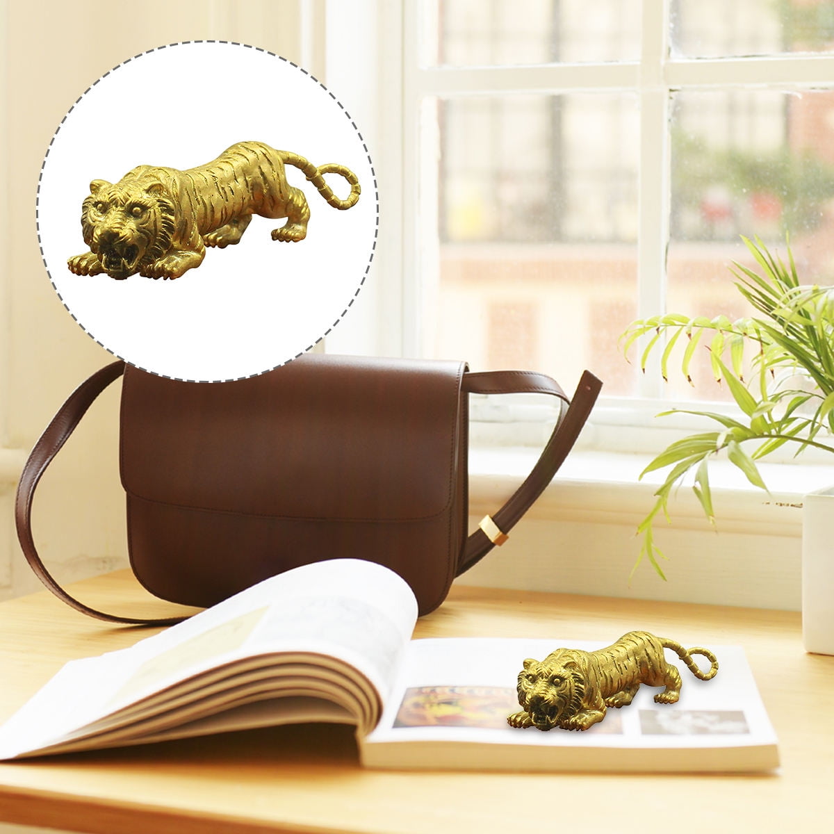 HOMEMAXS Tabletop Tiger Decor Desktop Decoration Ornament Office Yellow ...