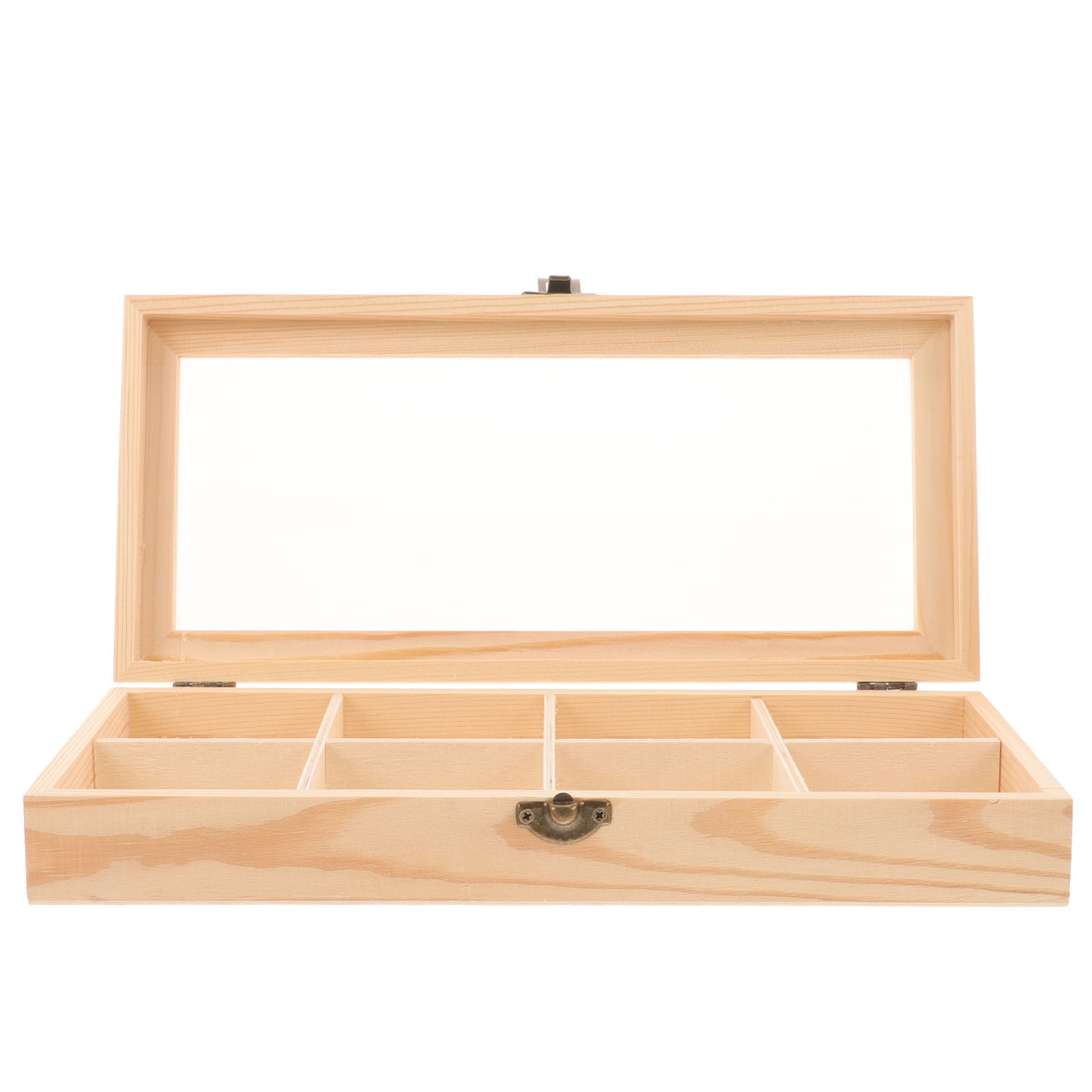 HOMEMAXS Tea Bag Organizer Wooden Tea Box with 8-Compartments Glass ...