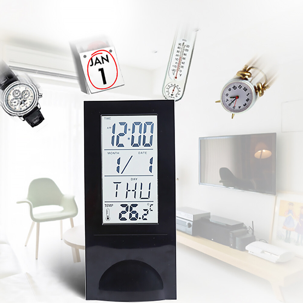 Temperature Detection Alarm Clock Digital Gauge Home Clocks Black ...