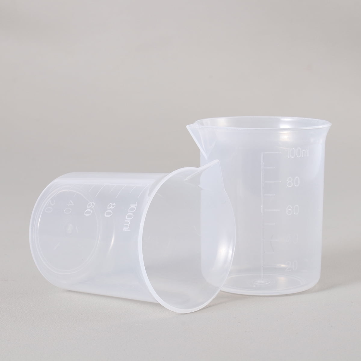 Transparent 100mL Plastic Measuring Beaker Set for Lab Use with Fine ...