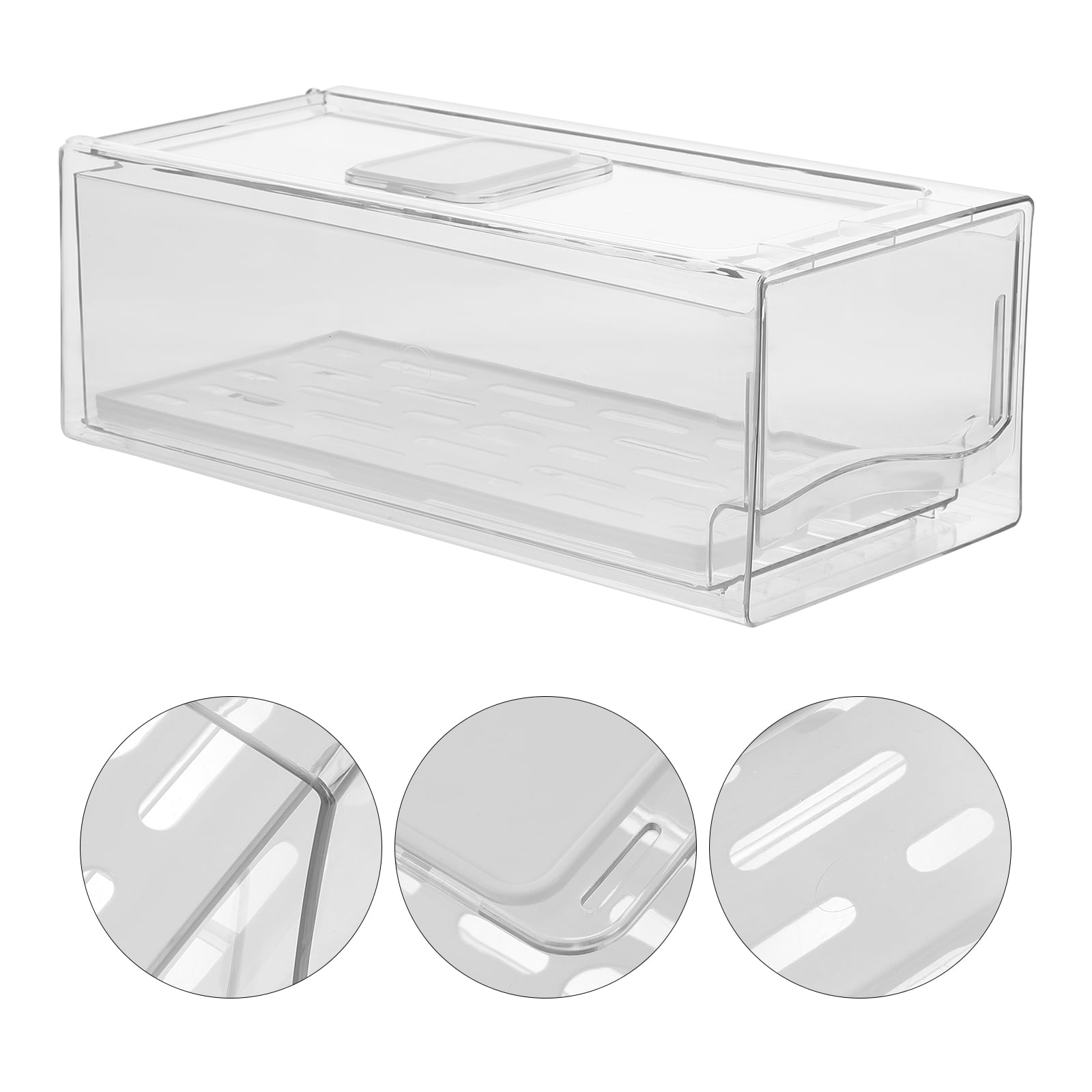 HOMEMAXS Transparent Fridge Drawer Organizer with Drain Plate for Neat ...