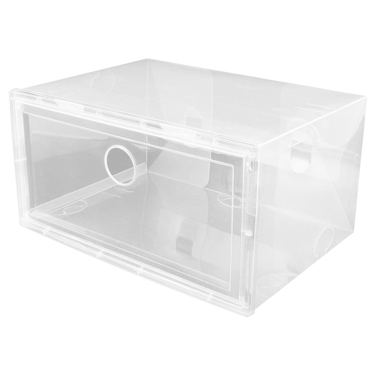 HOMEMAXS Transparent Plastic Shoe Box Storage Drawers Collapsible Bins ...