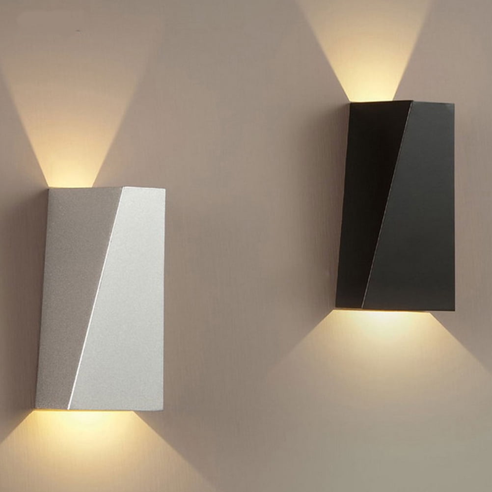 HOMEMAXS Trapezoid LED Wall Lamp in Black for Indoor Outdoor Use with ...