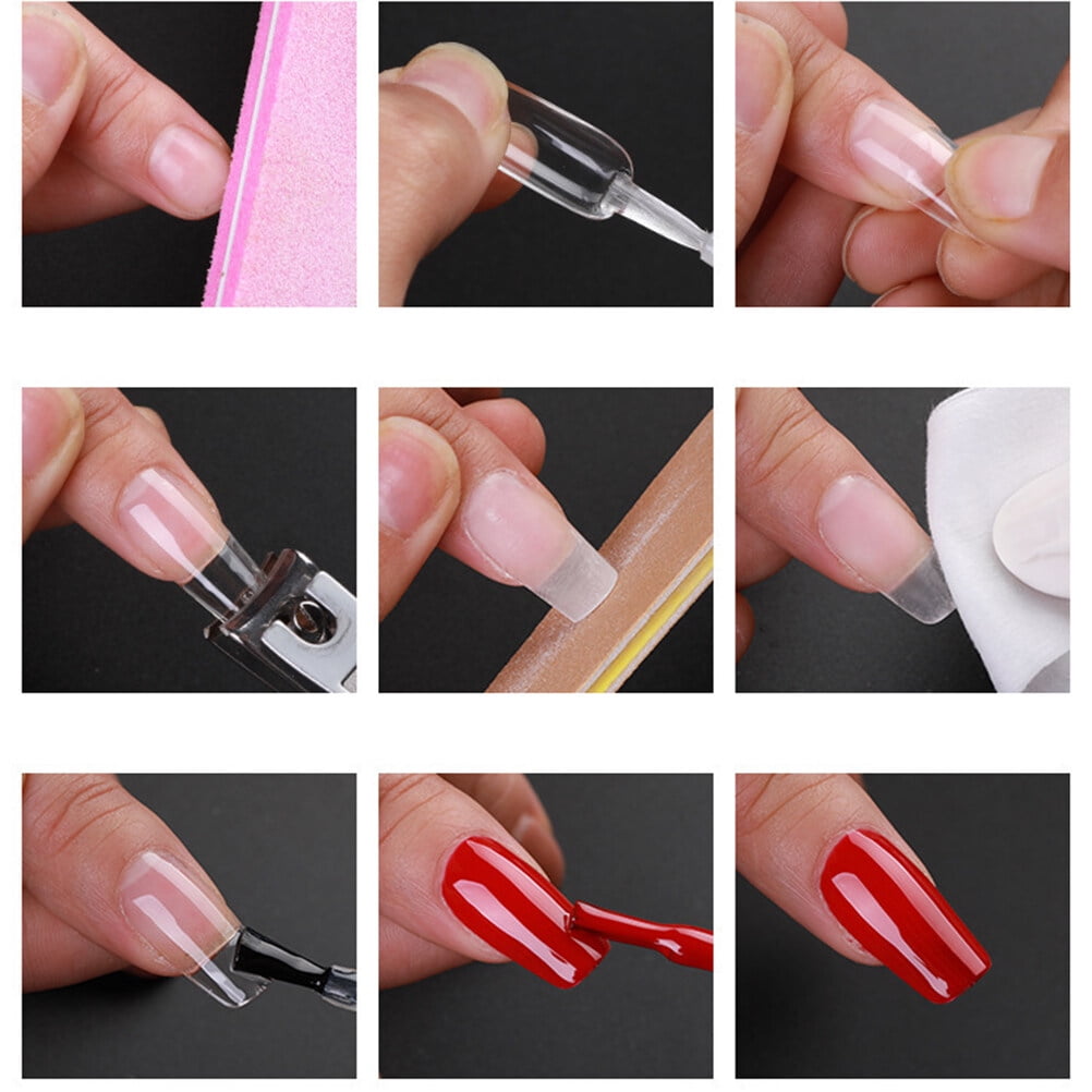 MOKKHNB Nail Art Nail Lengthening Patch Transparent ABS 240 Pcs Ellipse ...