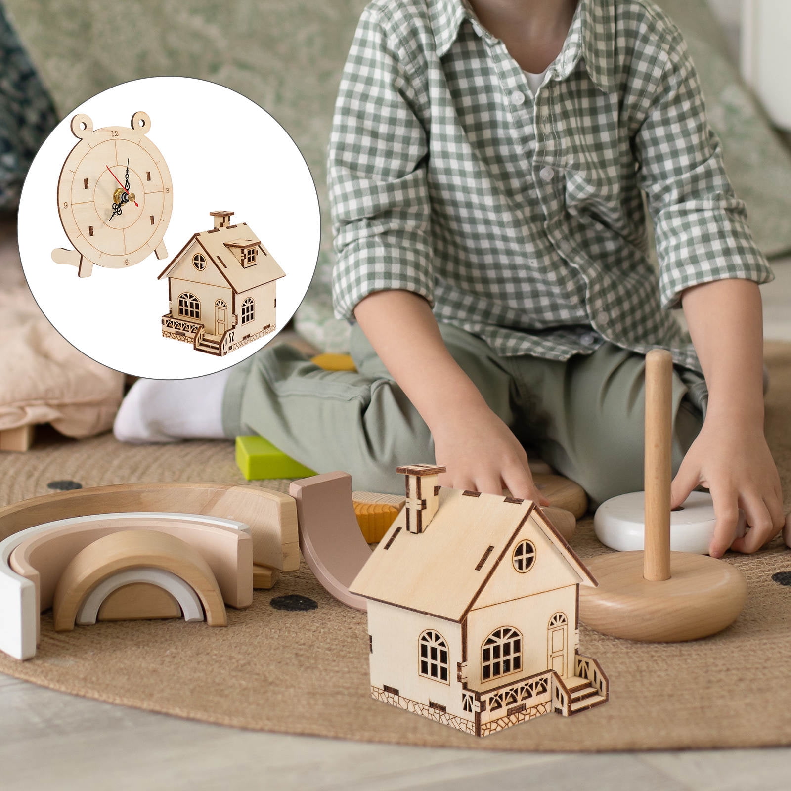 MOKKHNB Jigsaw Toy Wood 2 Sets Home Educational Beige - Walmart.com