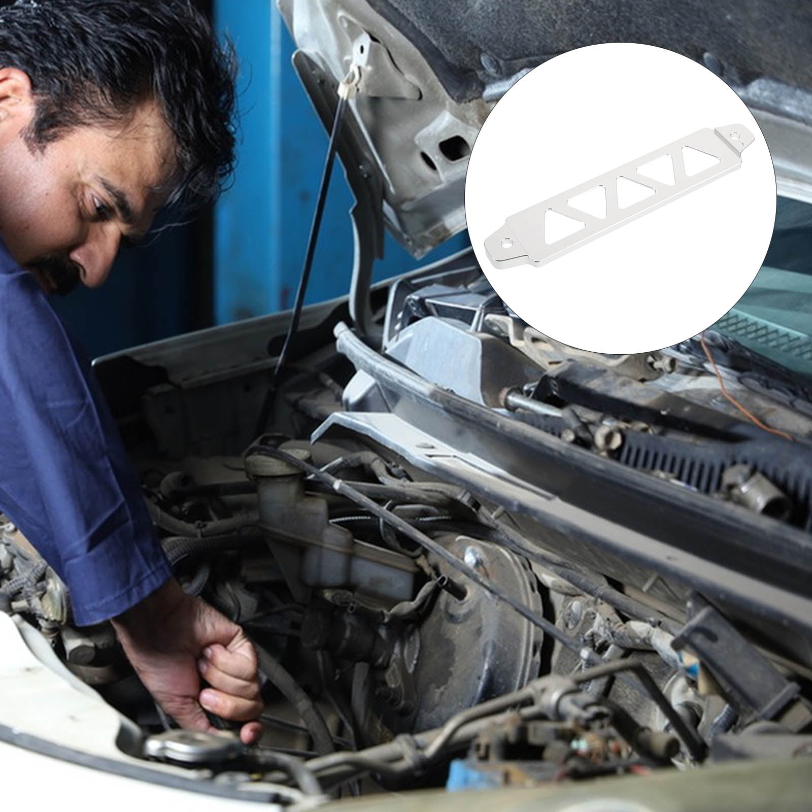 WEUVEB Universal Battery Bracket Silver 1Pack 8.5In Triangular Aluminum ...