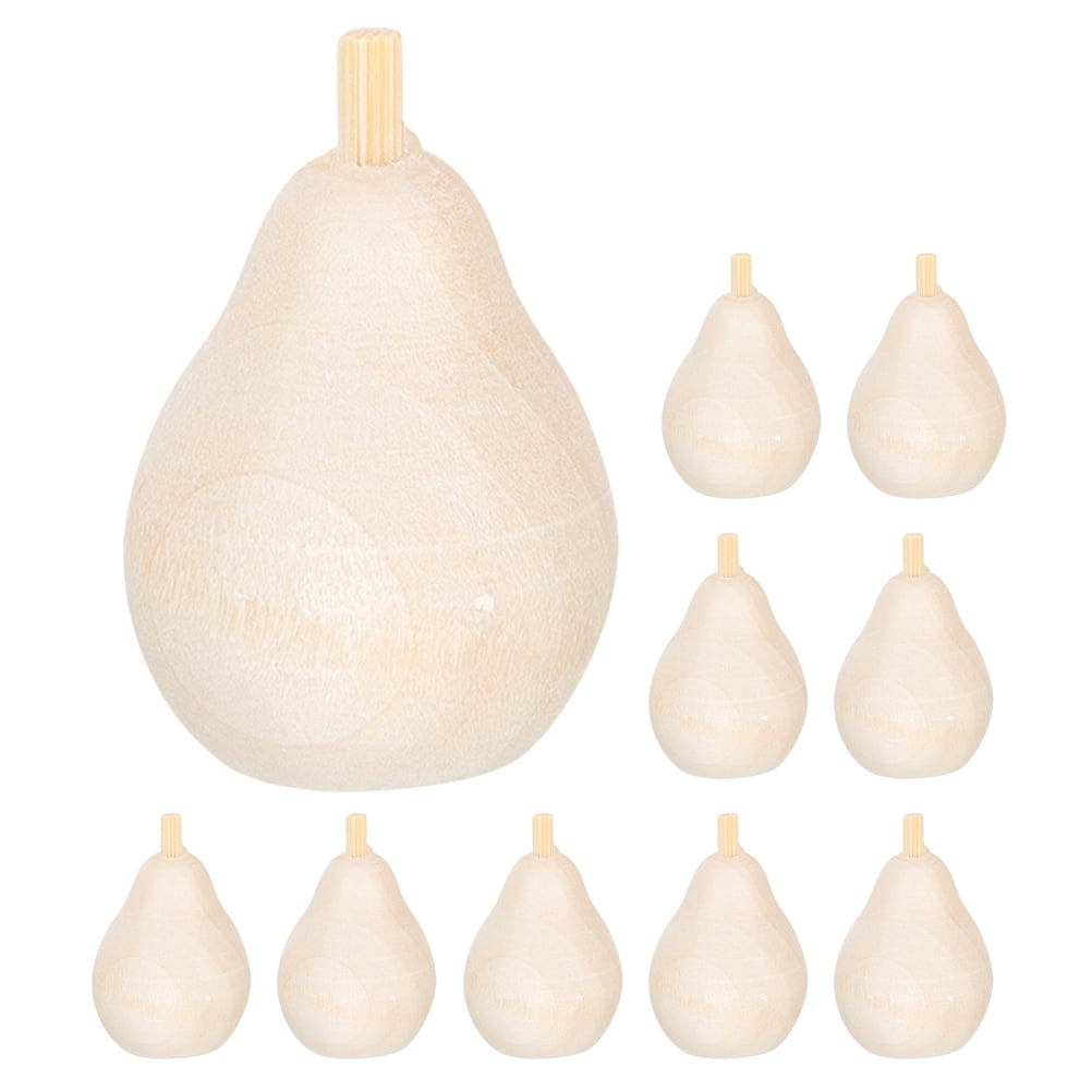 HOMEMAXS Unpainted Wooden Pear for Craft Decoration with Smooth Surface ...