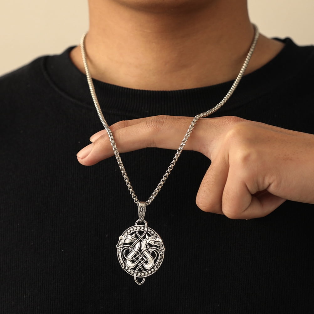 HOMEMAXS Viking Necklace Hollow Dragon Neck Chain Pendant Necklace Men ...