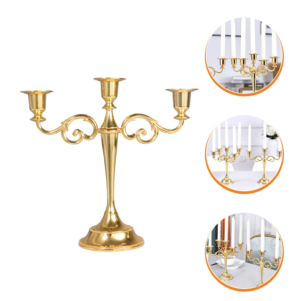 HOMEMAXS Vintage Candle Holder Metal Candelabra Tabletop Decor Wedding ...