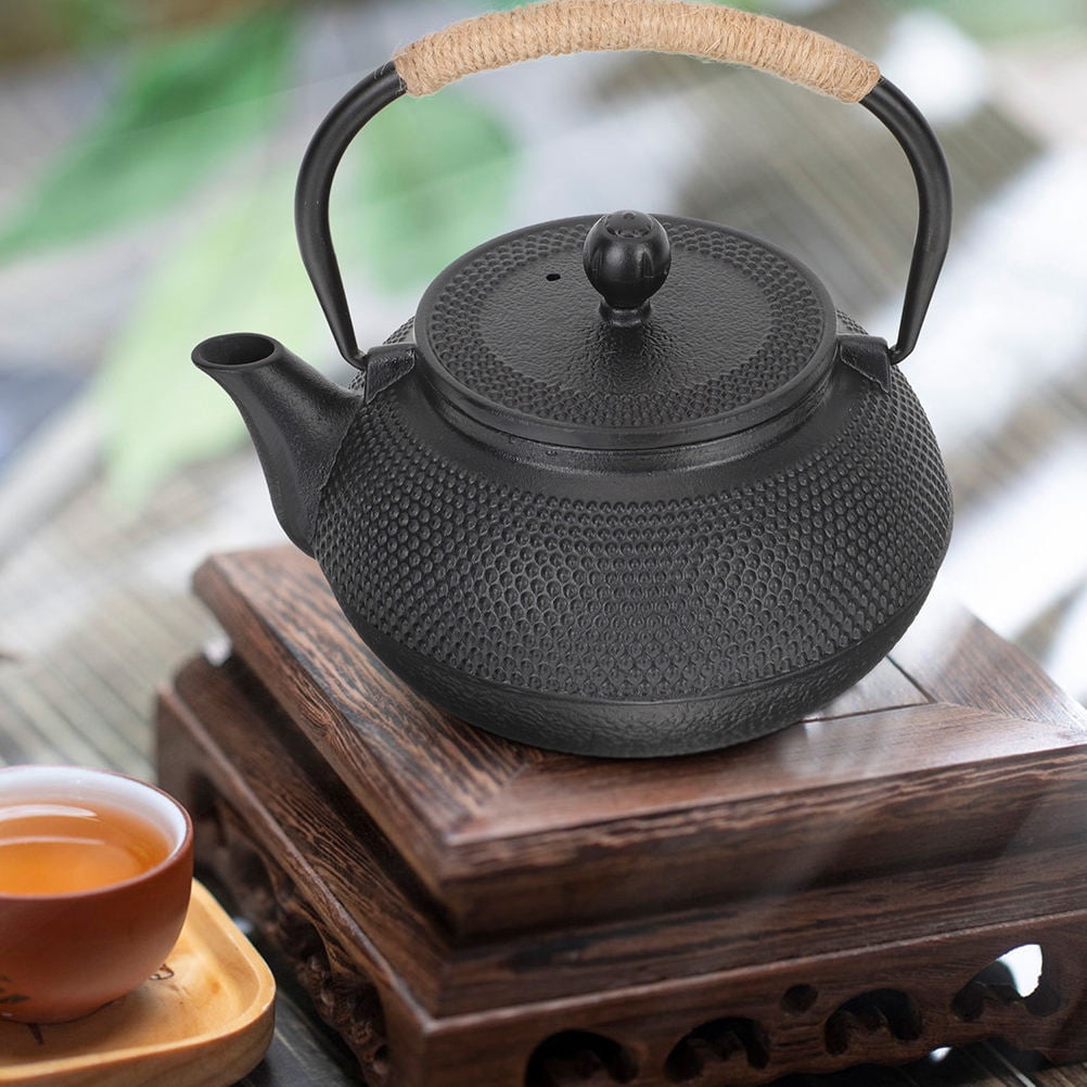 HOMEMAXS Vintage Cast Iron Teapot for Stovetop Use Black Wrought Iron ...