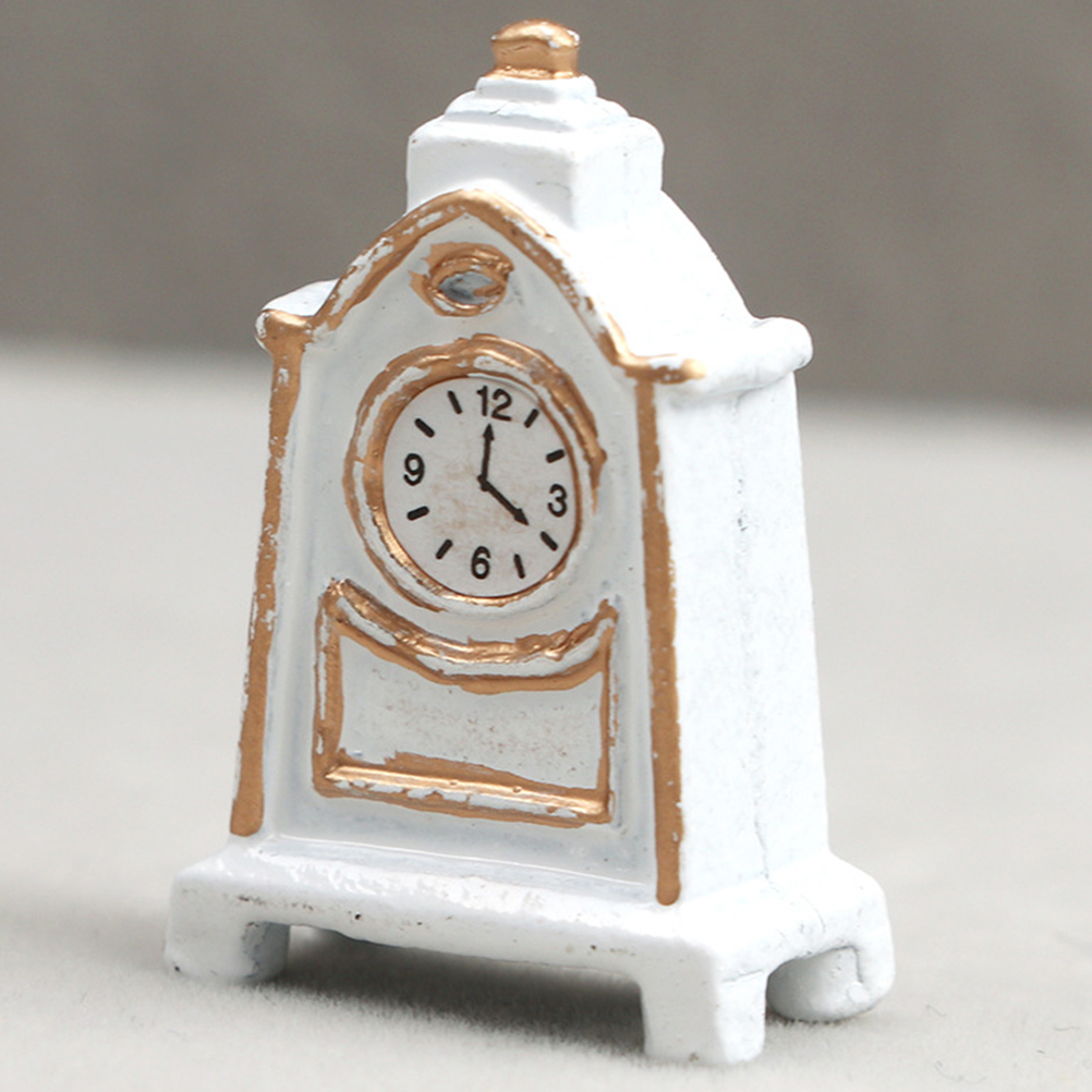 Vintage Style Mini Pendulum Clock Decoration for Doll House Ally White ...