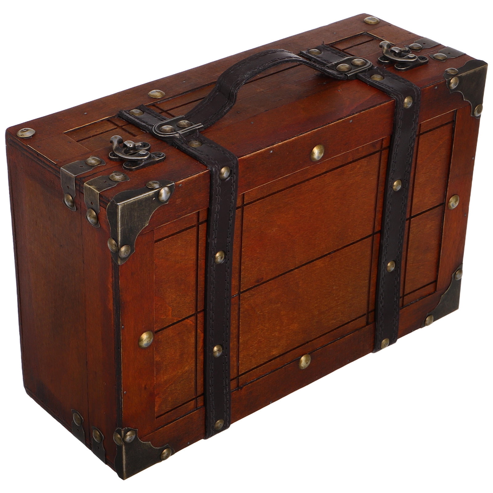 HOMEMAXS Vintage Trunk Suitcase Wooden Chest Storage Trunks Treasure ...