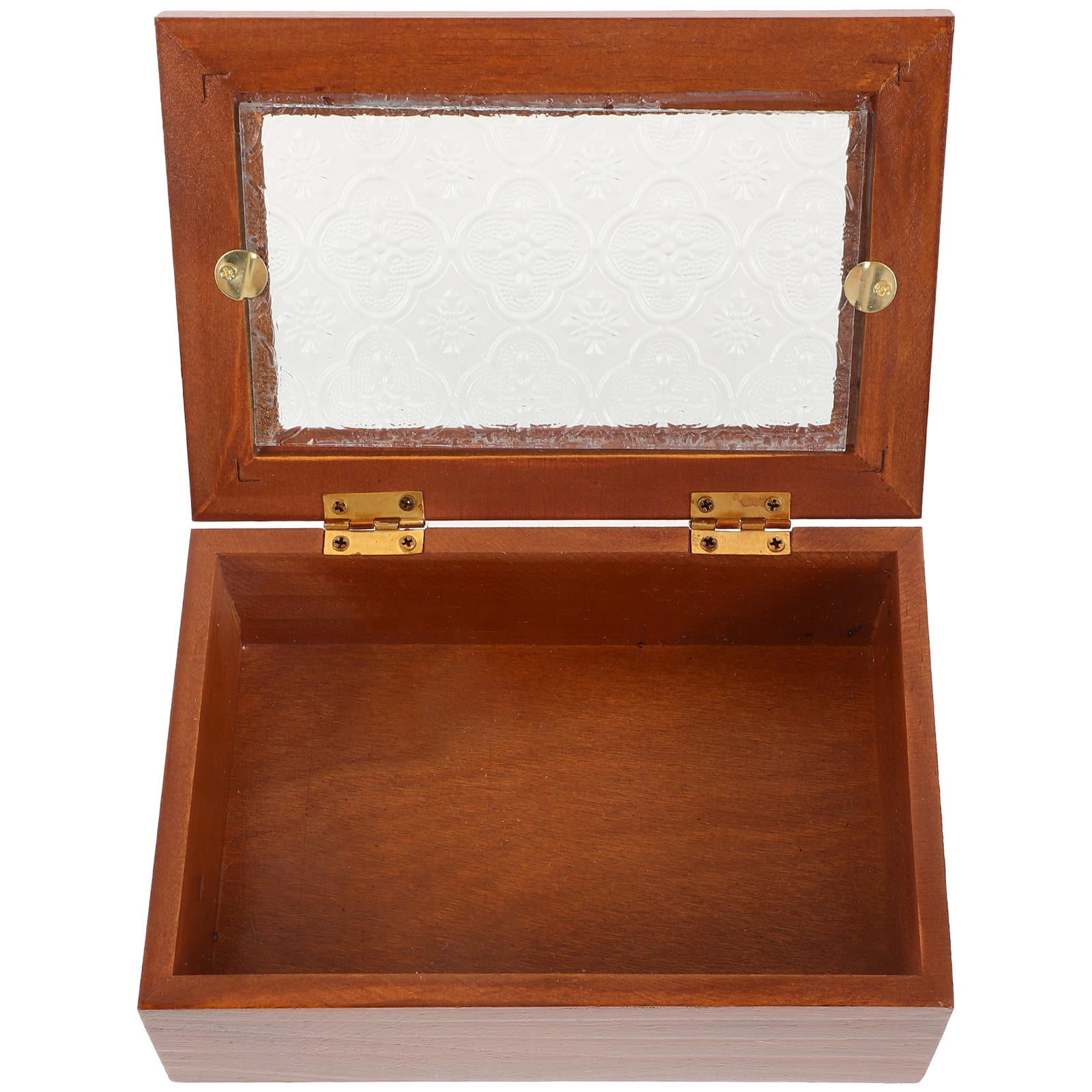 HOMEMAXS Vintage Wooden Storage Box with Glass Window for Jewelry and ...