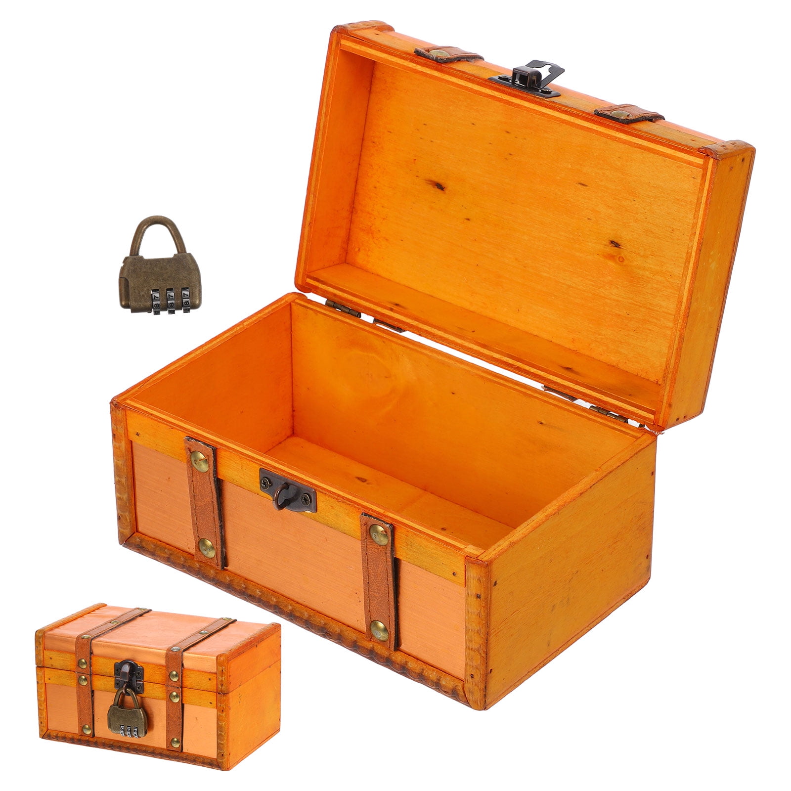 Vintage Wooden Storage Box for Jewelry and Small Items Compact Lockable ...