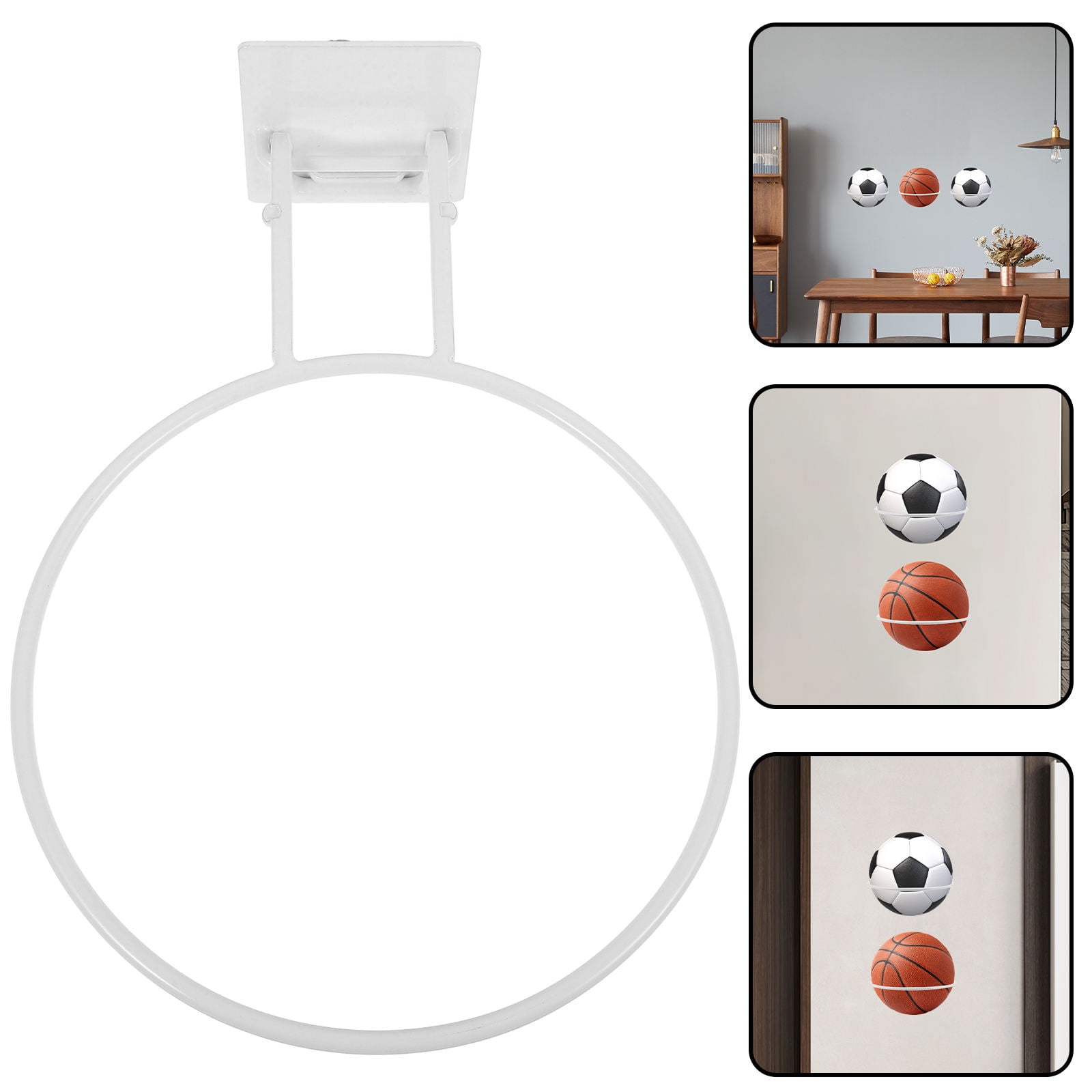 HOMEMAXS Wall Mount Basketball Holder 1 Set Display Rack for Football ...