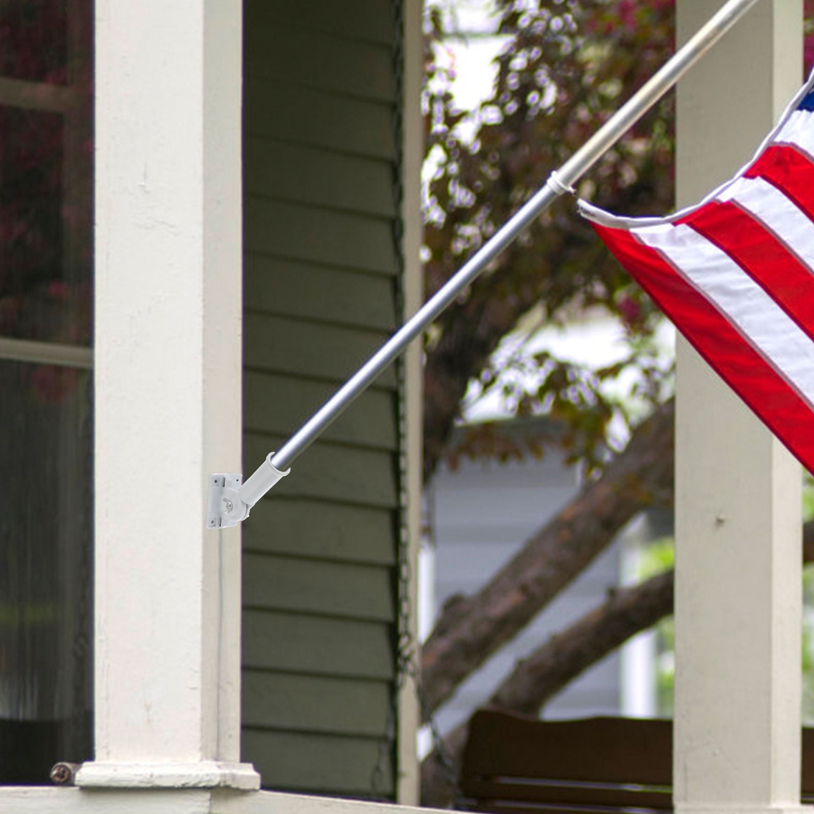 HAMPPLIES Wall Mounted Flagpole Bracket White 1Pcs 6.5x9x11.8in ...