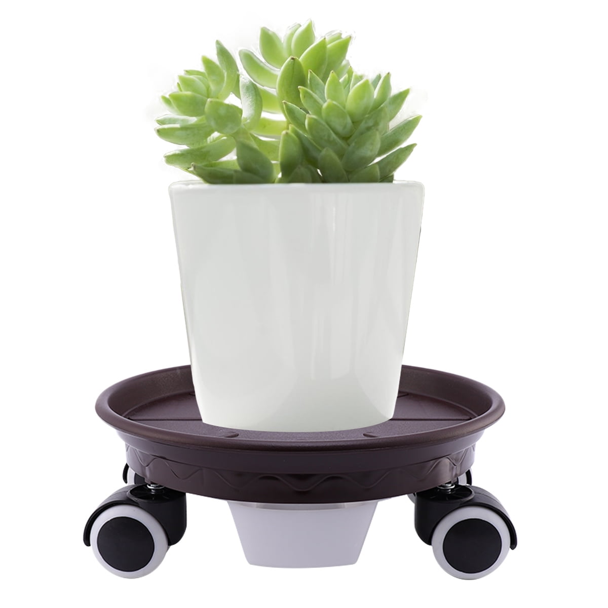 HOMEMAXS Wheel Plant Pot Stand Plastic Round Planter Mat with Wheels ...