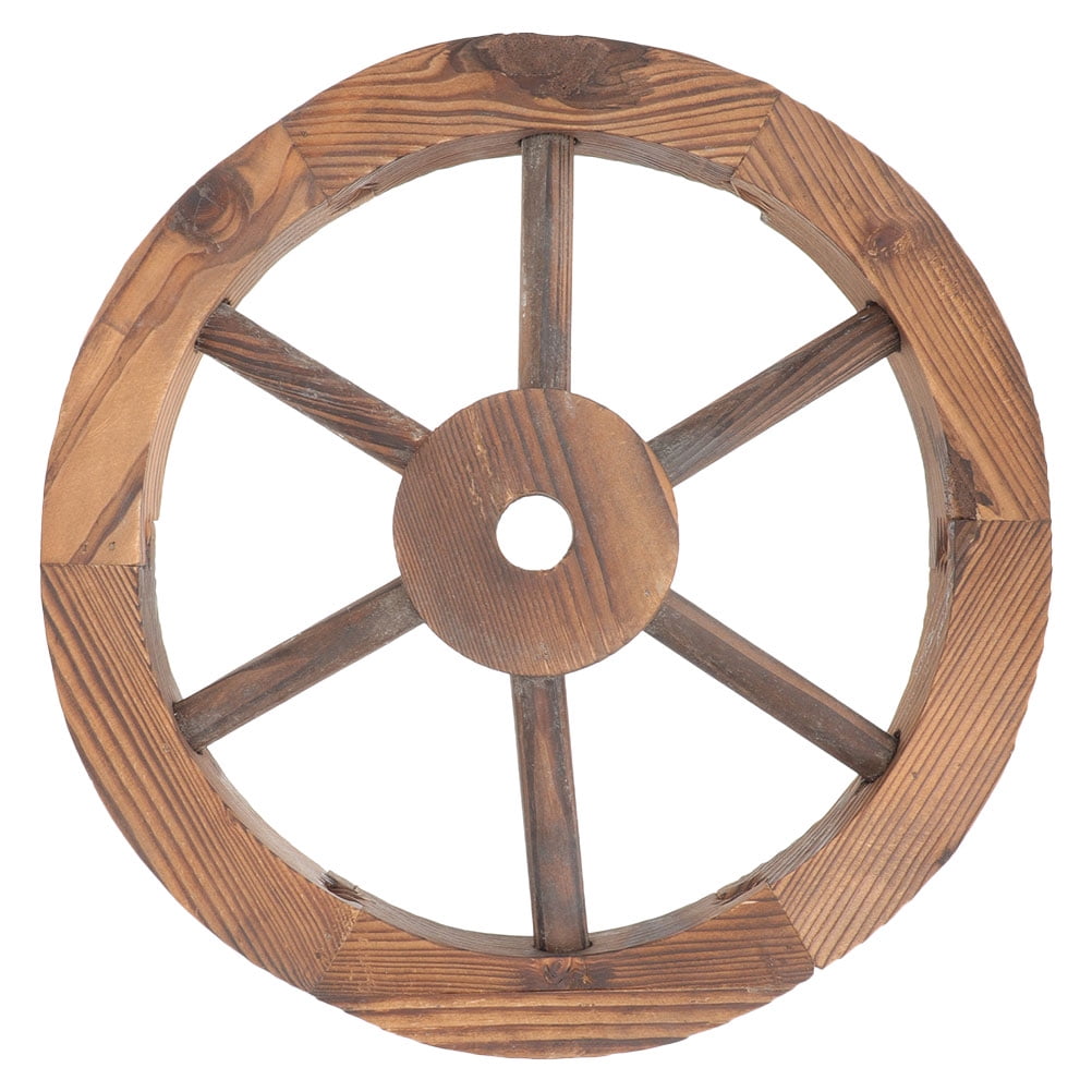 HOMEMAXS Wheelbarrows Garden Wooden Decorative Wheels 40.00X40.00X3 ...
