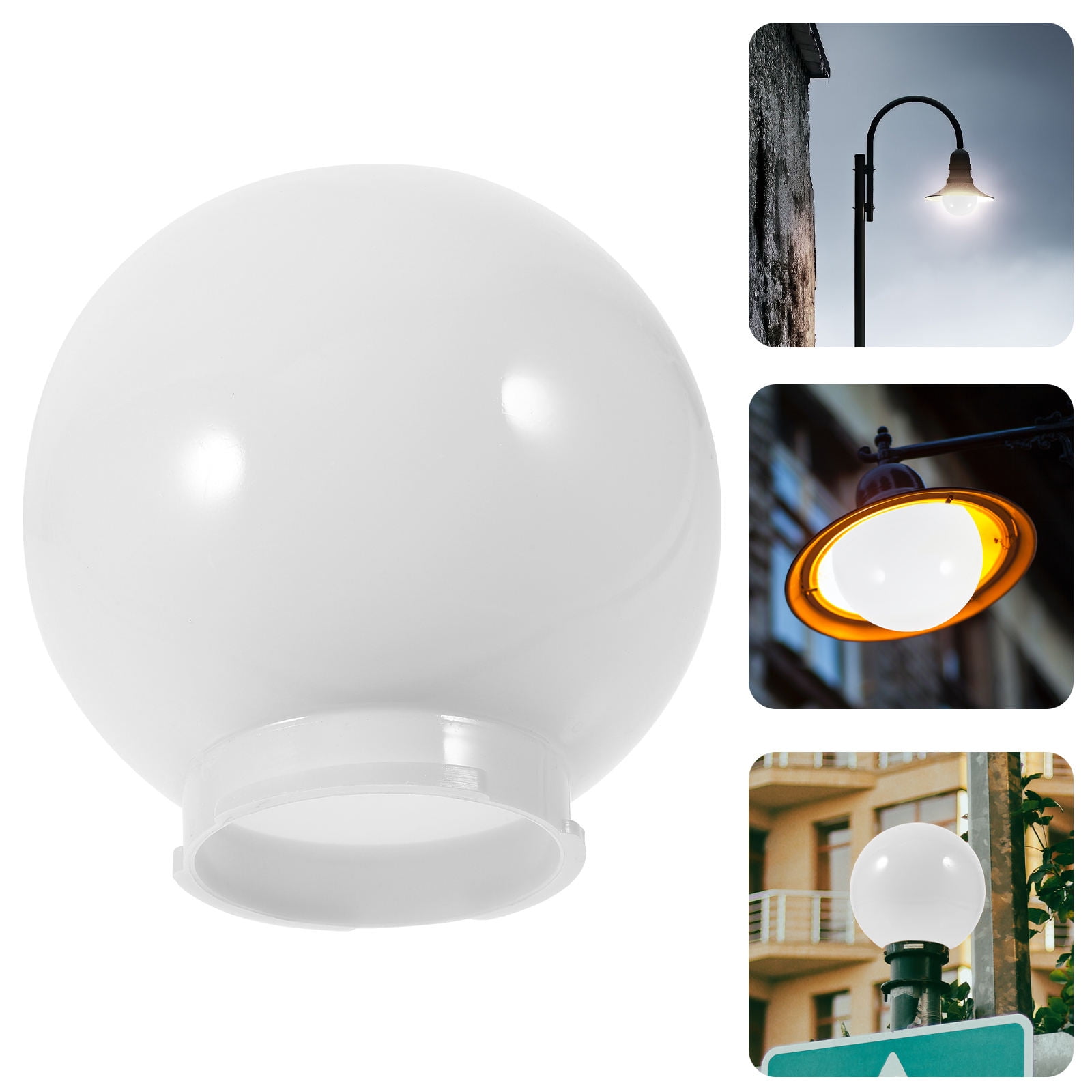 HOMEMAXS White Acrylic Globe Lamp Shade for Outdoor Use with Exquisite ...