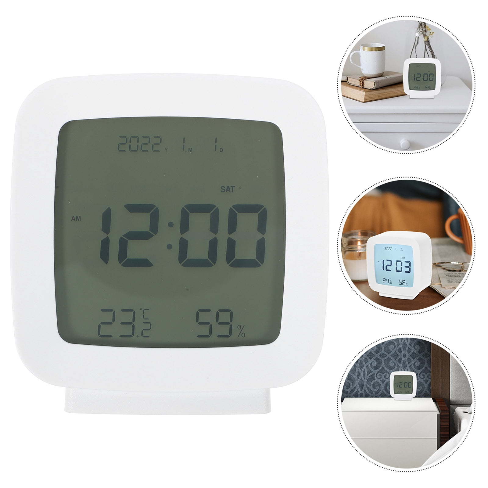 HOMEMAXS White Digital Clock with Large Display for Home Temperature ...