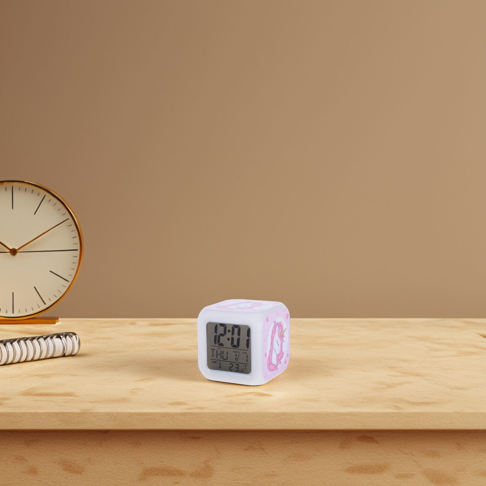 HOMEMAXS White LED Clock with Plastic Material for Time Display on Desk ...