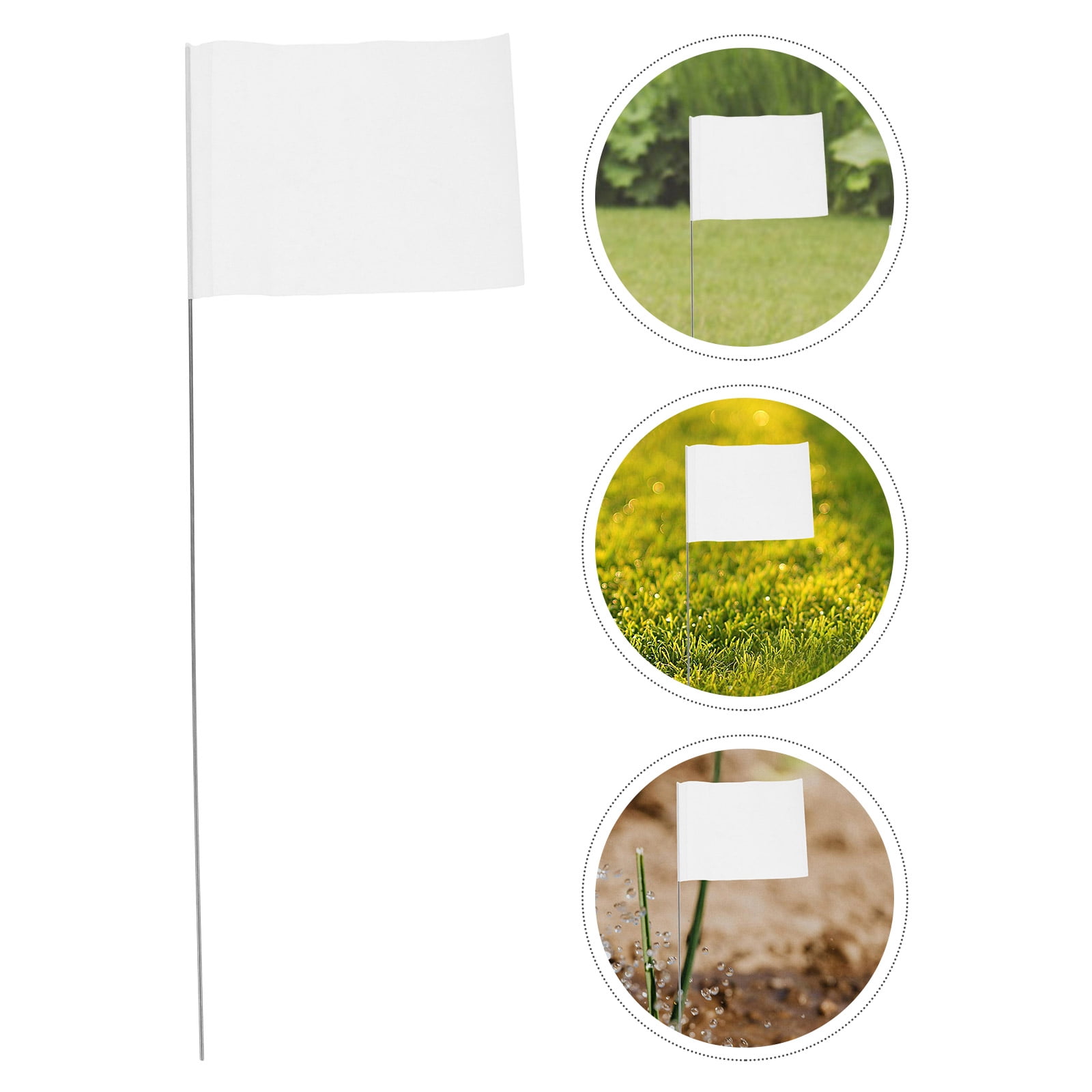HOMEMAXS White PVC Marking Flags with Steel Wire Poles for Garden ...