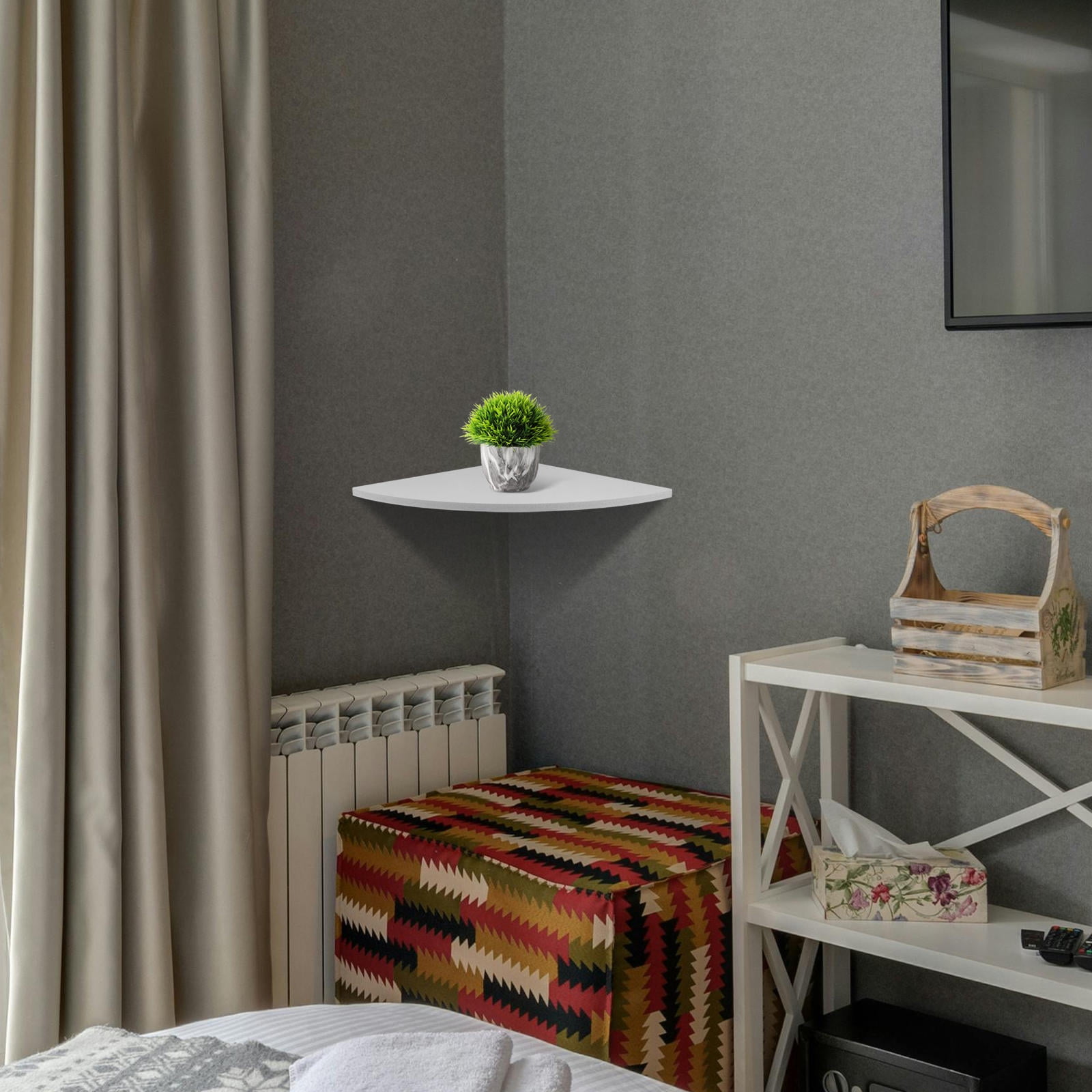 HOMEMAXS White PVC Wall Corner Shelf for Home Use Triangle Fan Shaped Rack 30cm - Walmart.com