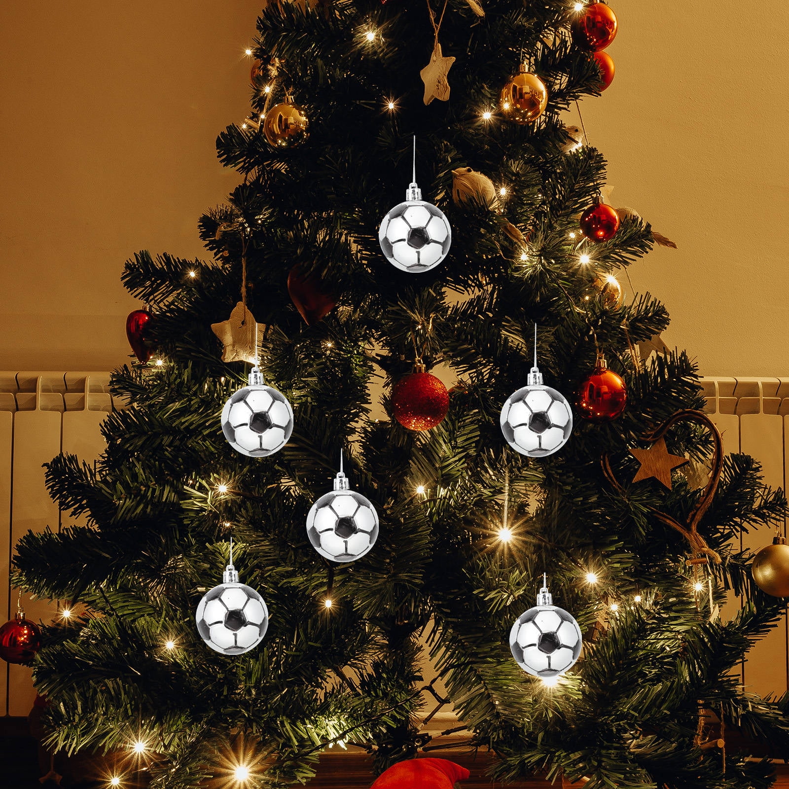 6Pcs White Plastic Round Christmas Ball Ornaments For Home Decoration ...