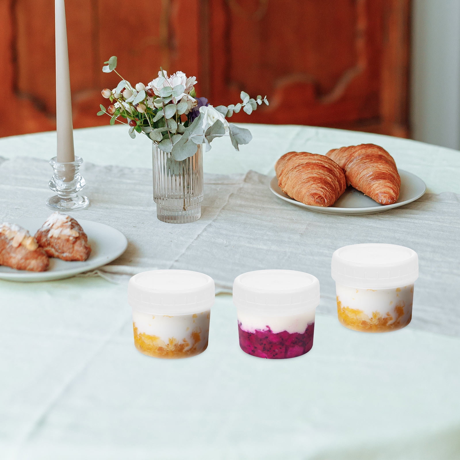 HOMEMAXS White Plastic Ice Cream Containers with TightFitting Lids for ...