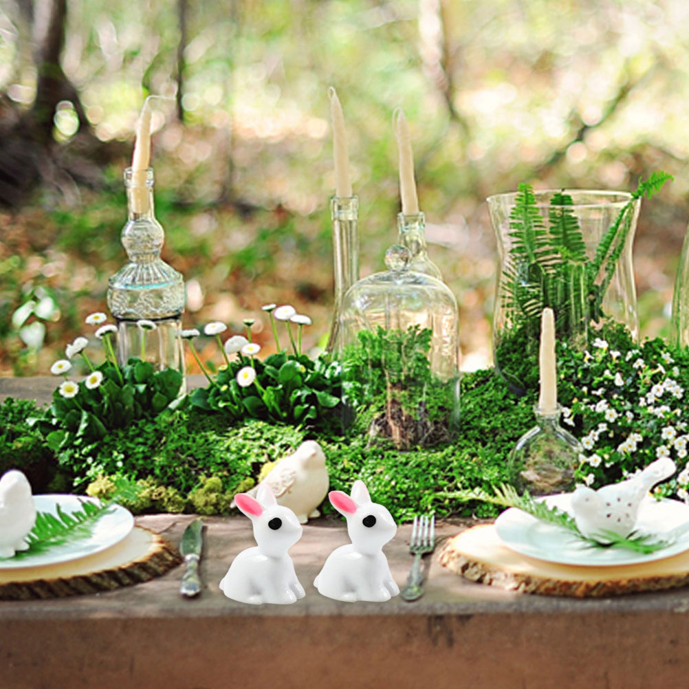 HOMEMAXS White Rabbit Miniature Decoration for Fairy Gardens and Photo ...