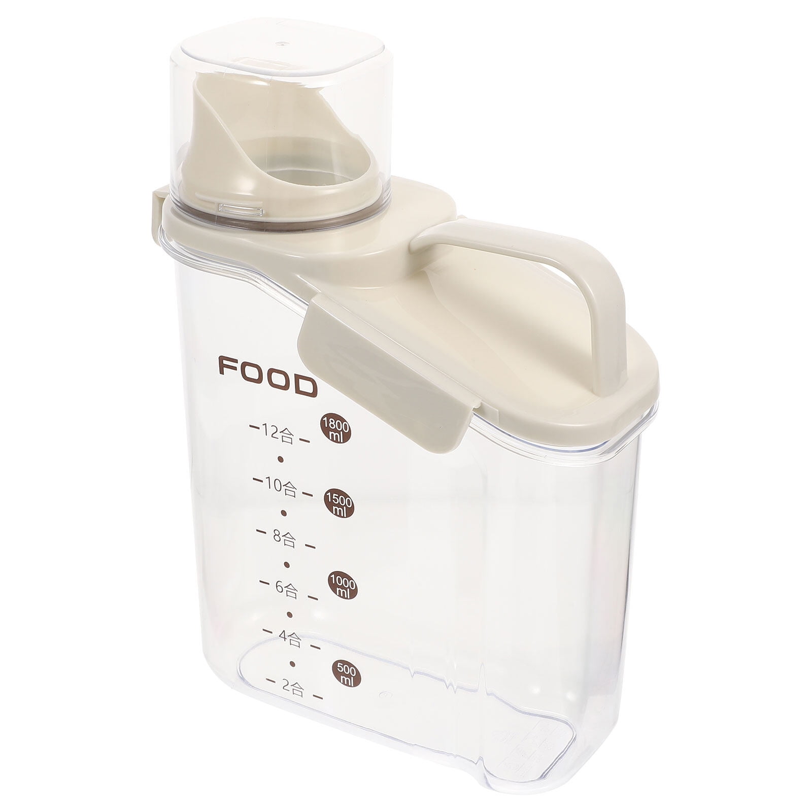 HOMEMAXS White Storage Jar for Food and Grain with Measuring Lid Easy ...
