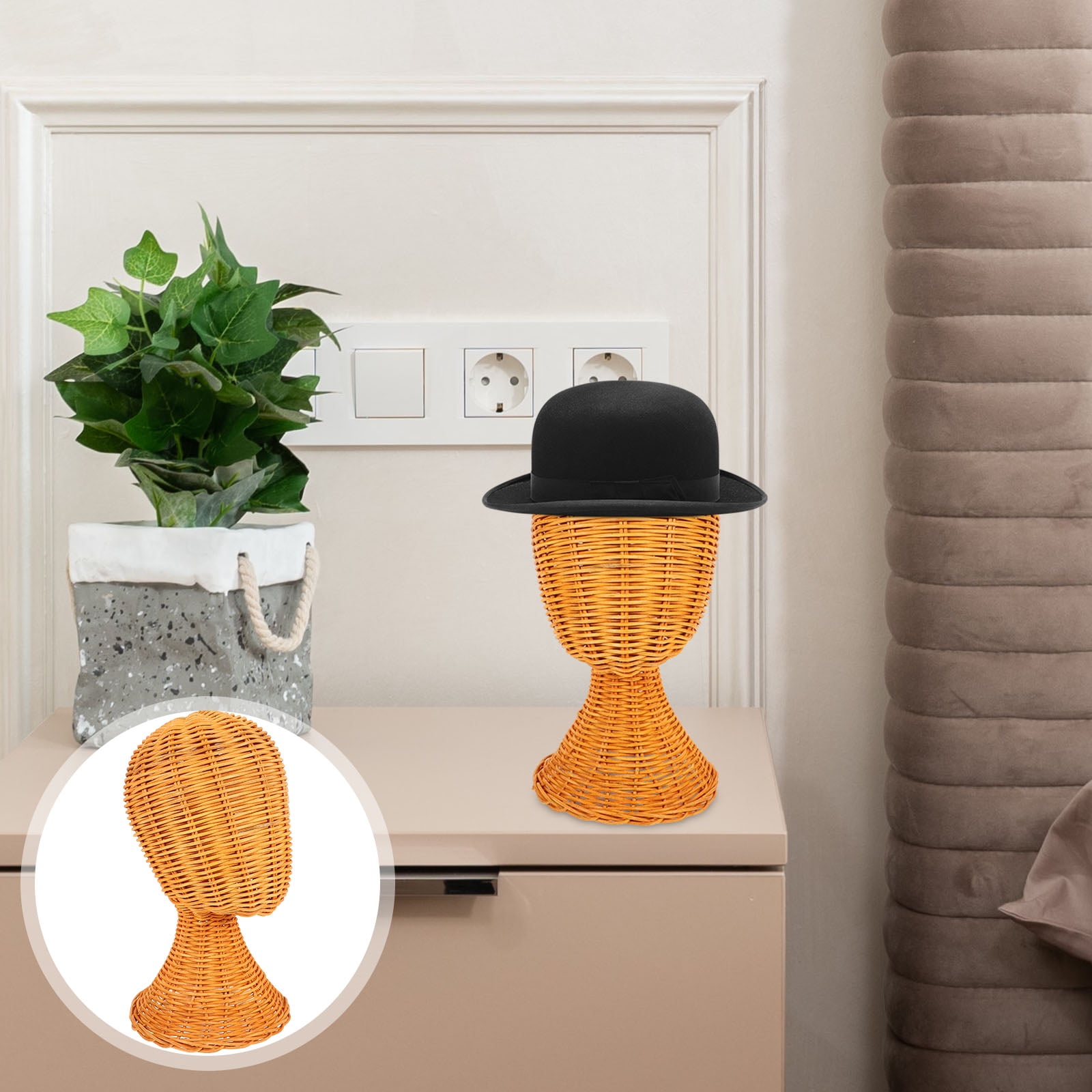 HOMEMAXS Wicker Hat Display Stand 1 Set Hat Holder for Hats Wigs ...