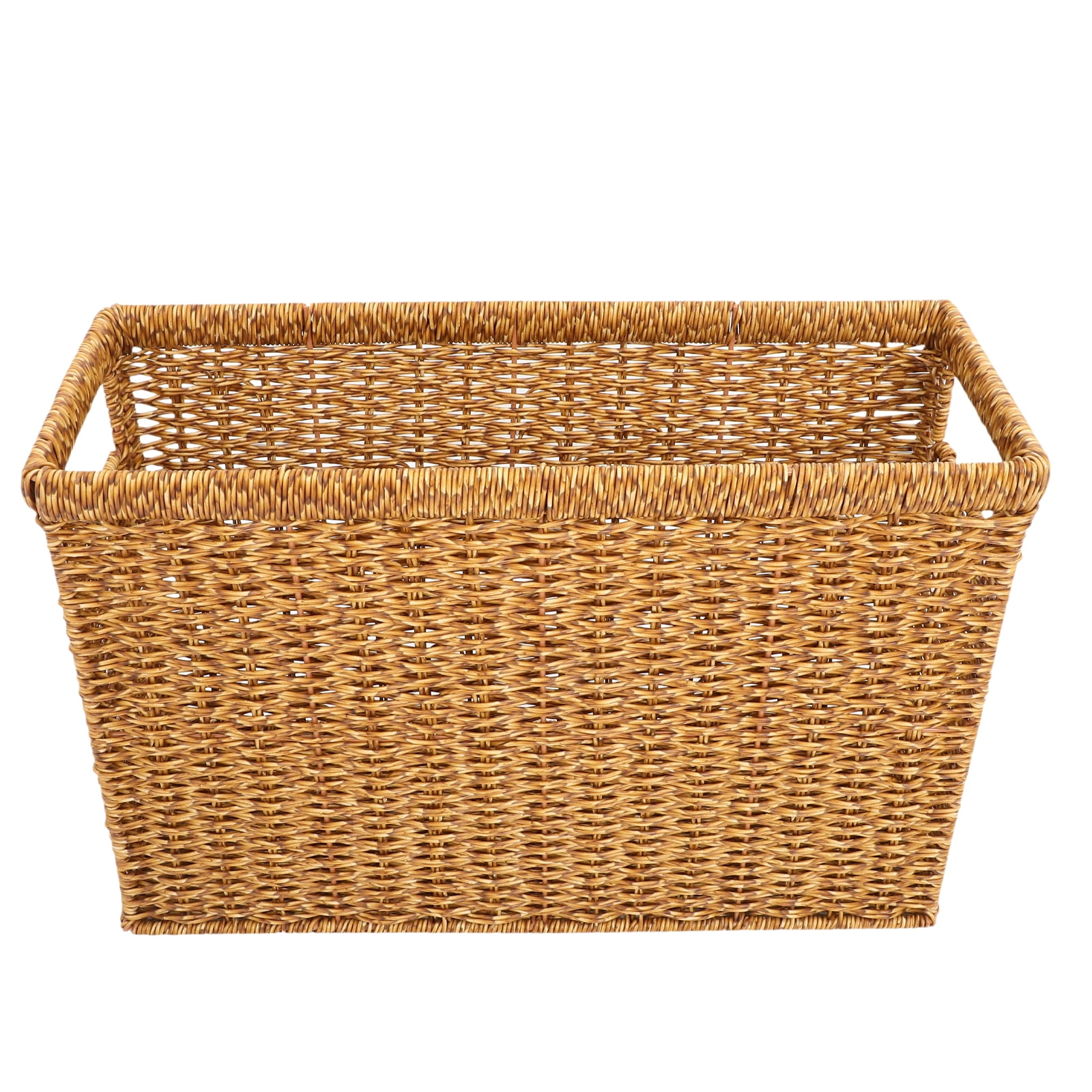 HOMEMAXS Wicker Magazine Holders Rectangular Magazine Basket Bin With ...