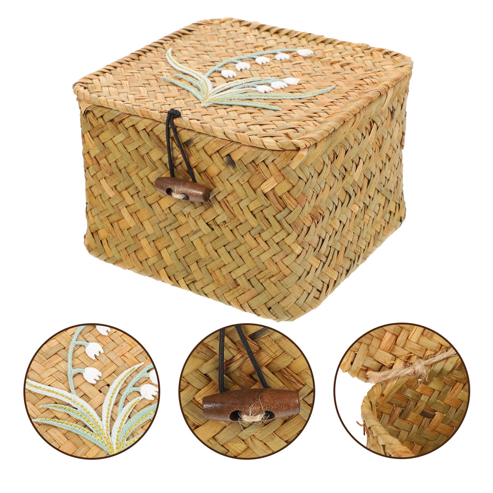 HOMEMAXS Wicker Straw Storage Box Woven Box Office 14X14X9CM - Walmart.com