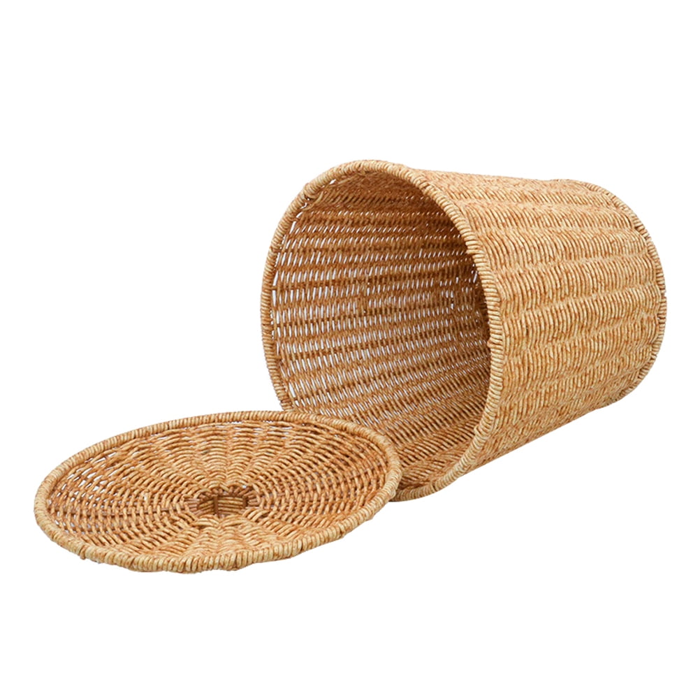 HOMEMAXS Wicker Wastebasket Rattan-like Trash Can 38.00X25.00X25.00CM ...
