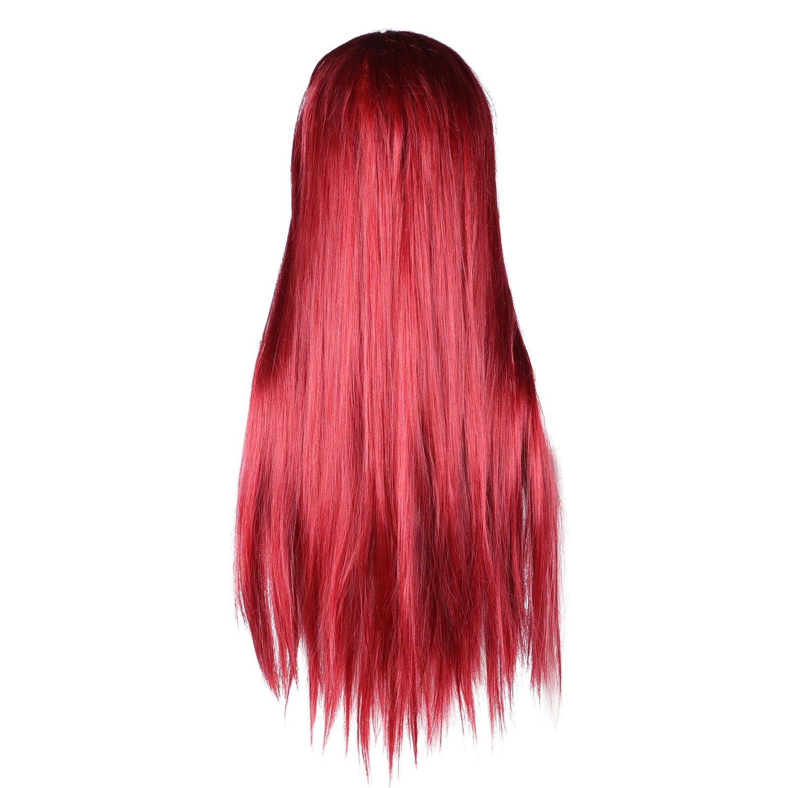 Burgundy Long Straight Wig with Bangs for Women Dark Red High ...