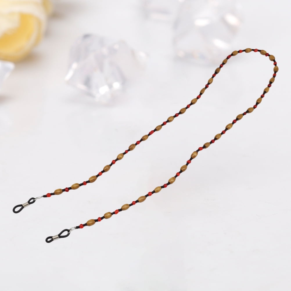 HOMEMAXS Wood Bead Chain Eyeglass Holder with Metal and Crystal for ...