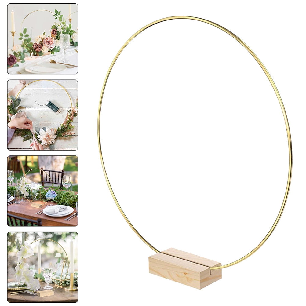 HOMEMAXS Wood Centerpieces for Tables Metal Hoop Centerpiece with Stand ...