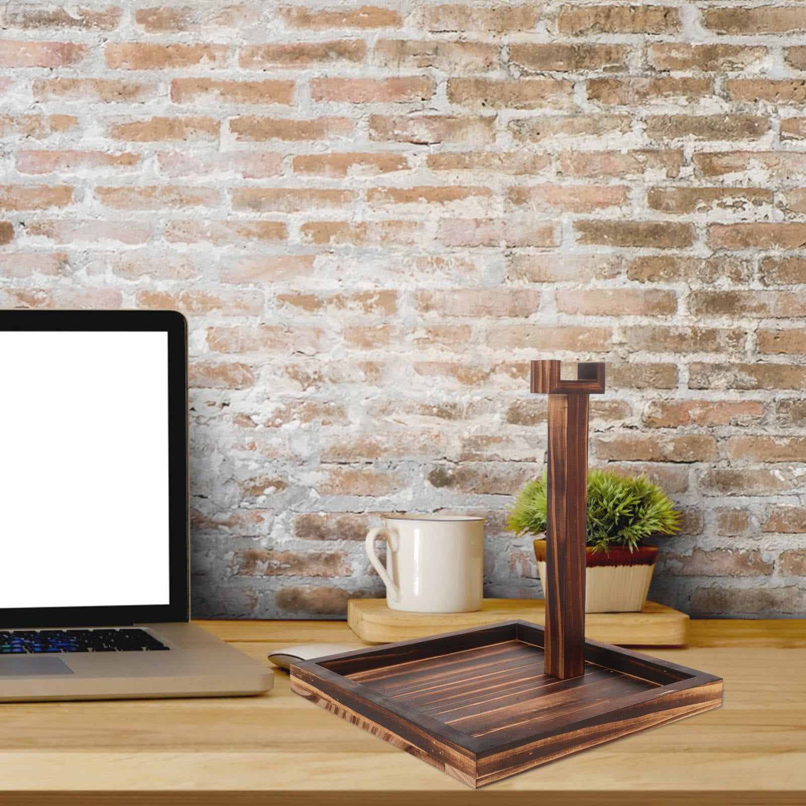 HOMEMAXS Wood Desk Controller Stand for Brown Multi-functional Headset ...