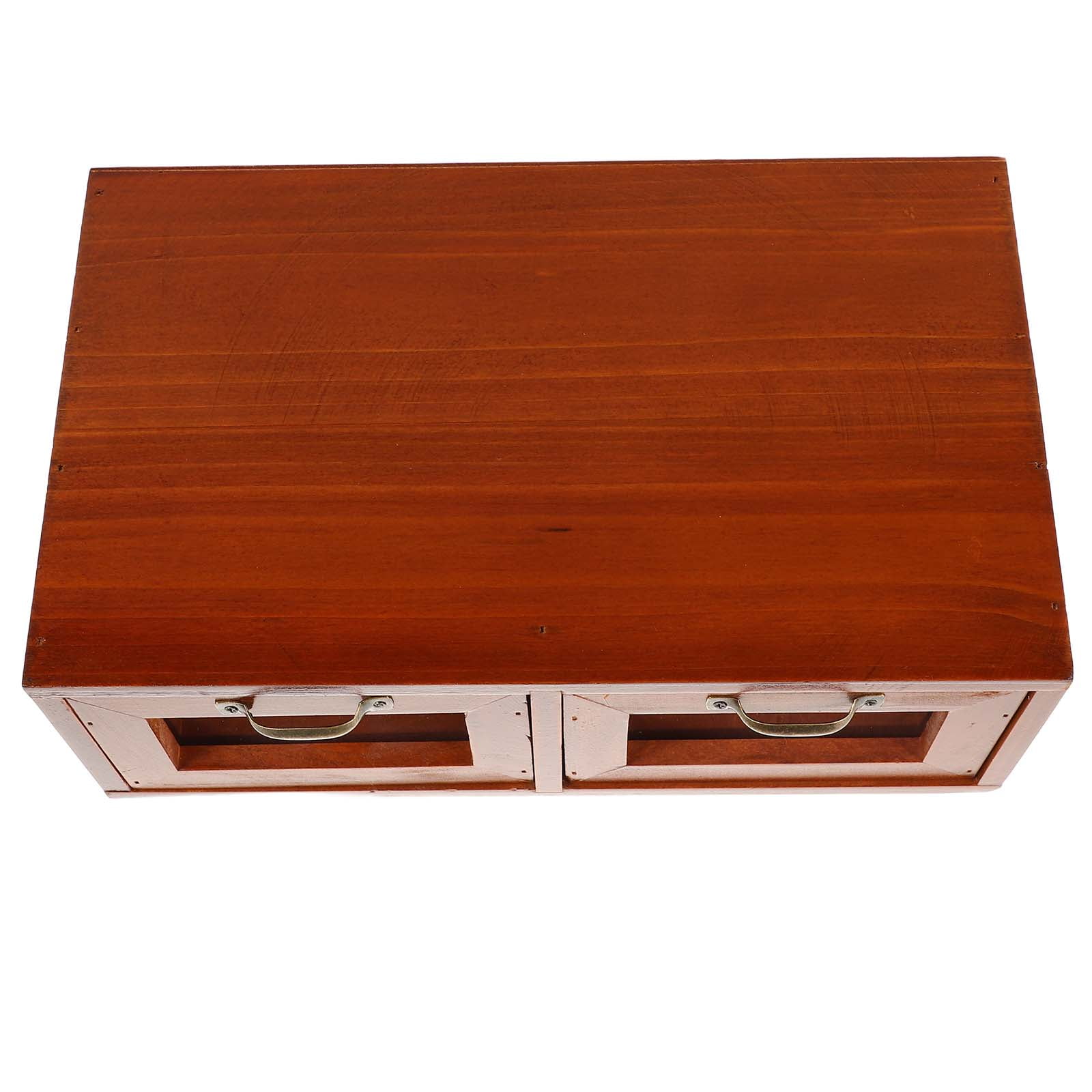 HOMEMAXS Wood Monitor Stand With Drawers Computer Riser Desk Storage ...