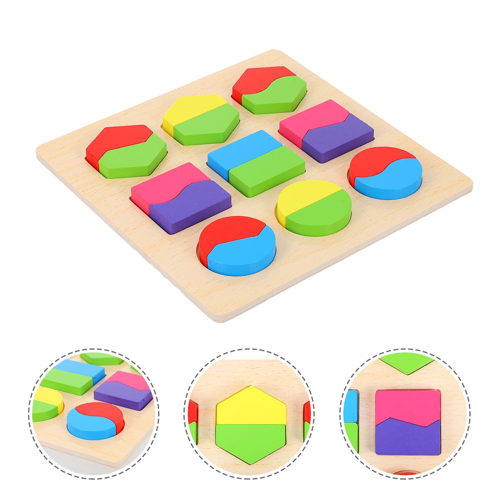 HOMEMAXS Wood Shape Puzzle Toy for Kids Light Brown Composite Material ...