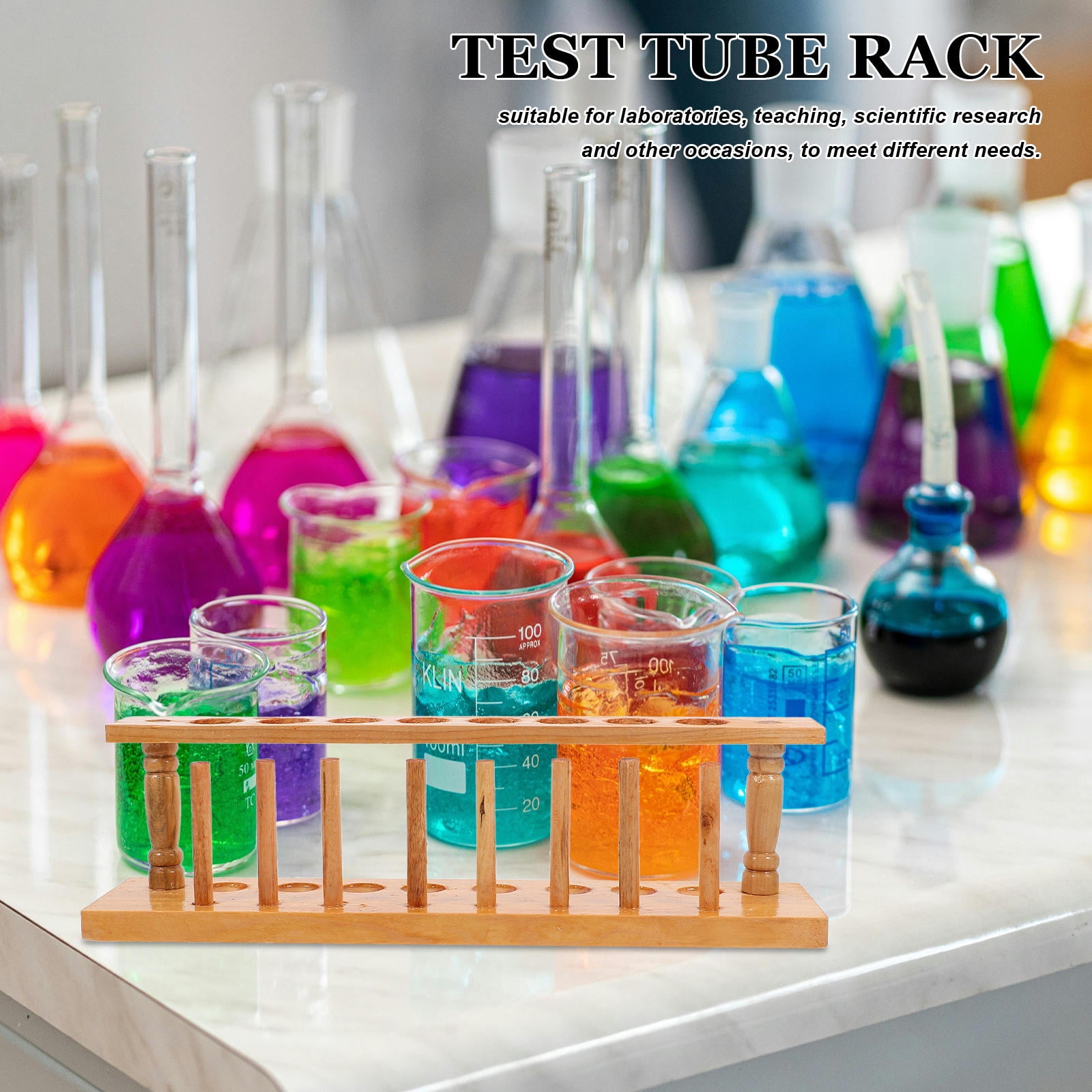 HOMEMAXS Wood Test Tube Rack Laboratory Test Tube Holder Vials Storage ...