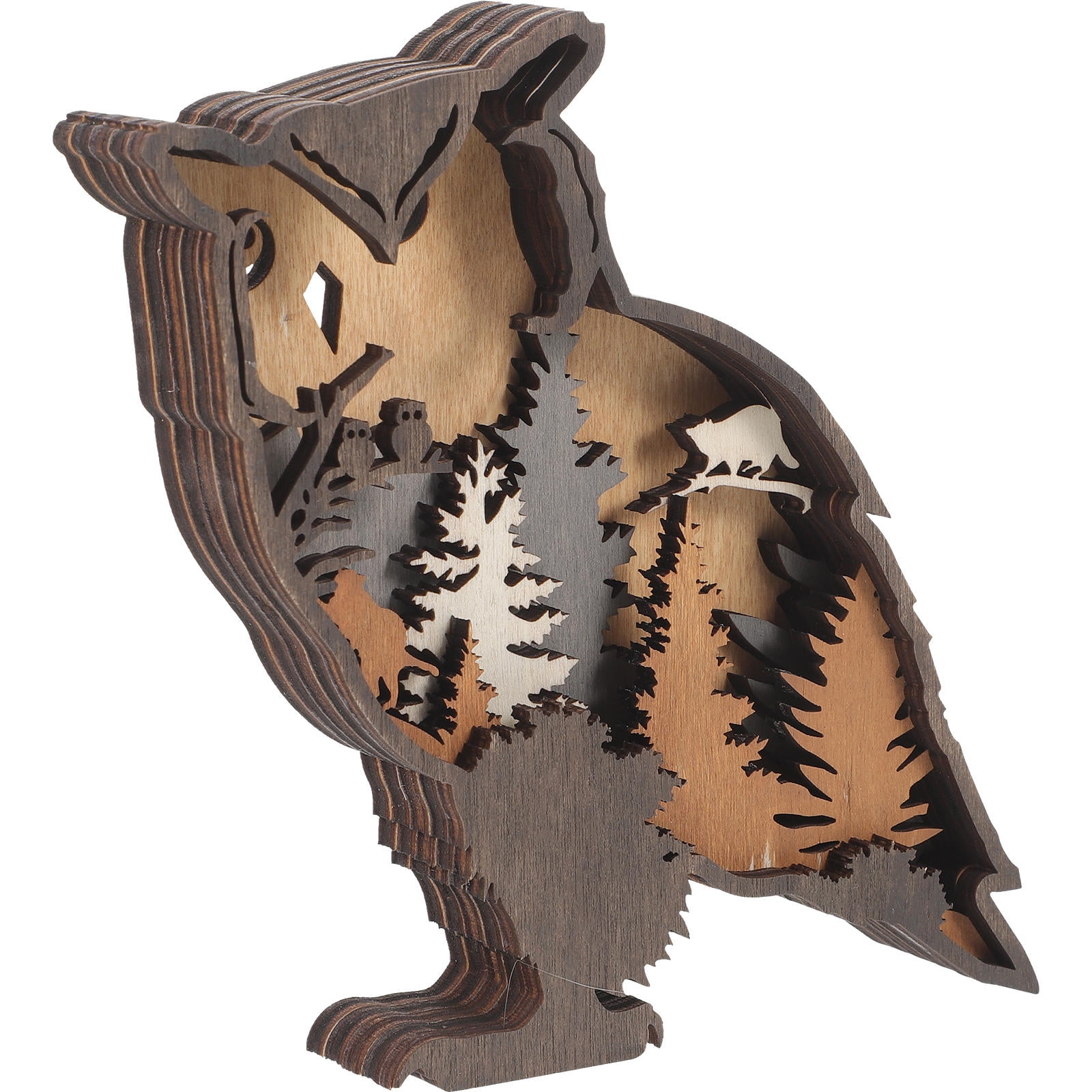 HOMEMAXS Wood Wall Art Woodland Design Log Owl Print Cabin Lodge ...