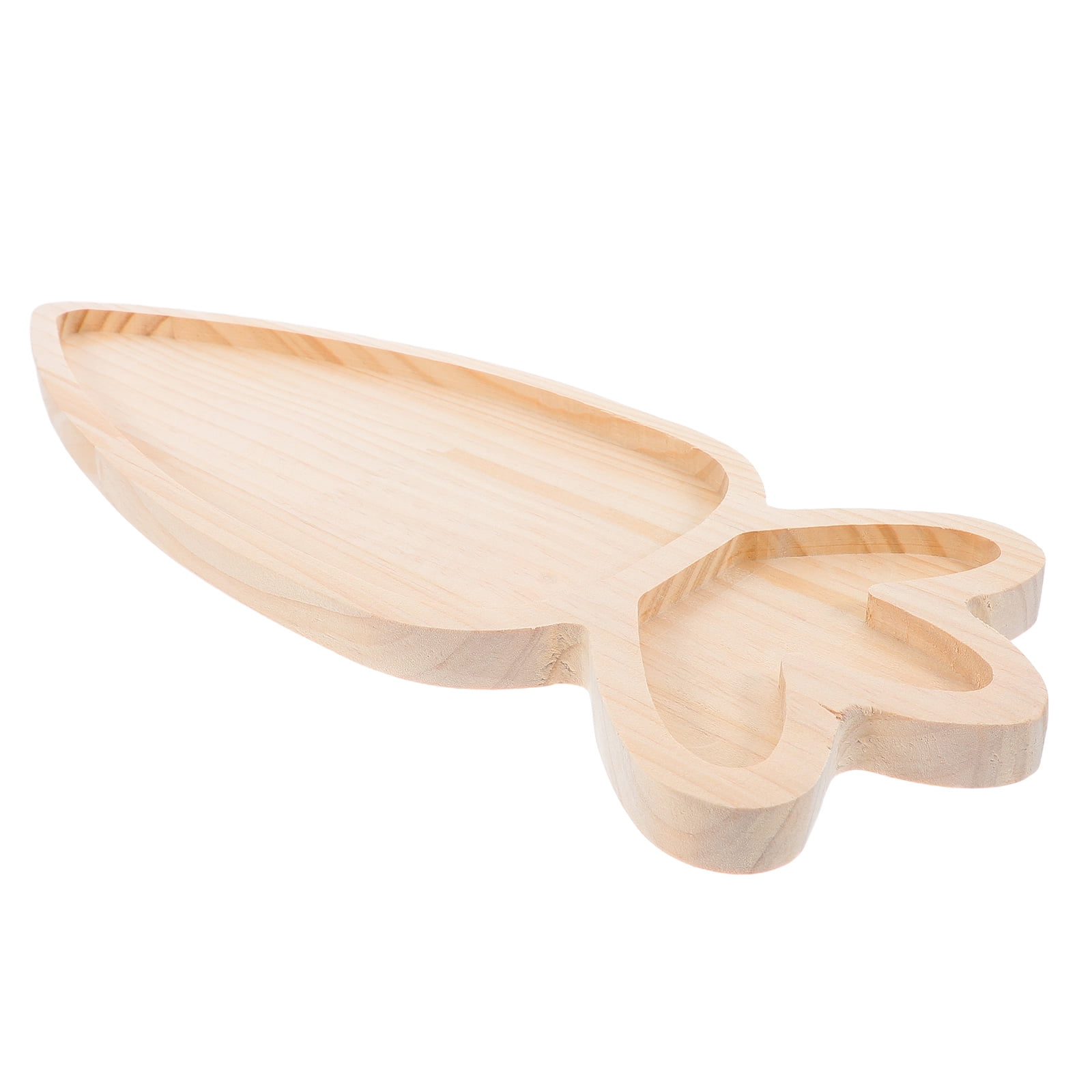 HOMEMAXS Wooden Carrot Tray Serving Platter Fruit Plate Dish For ...