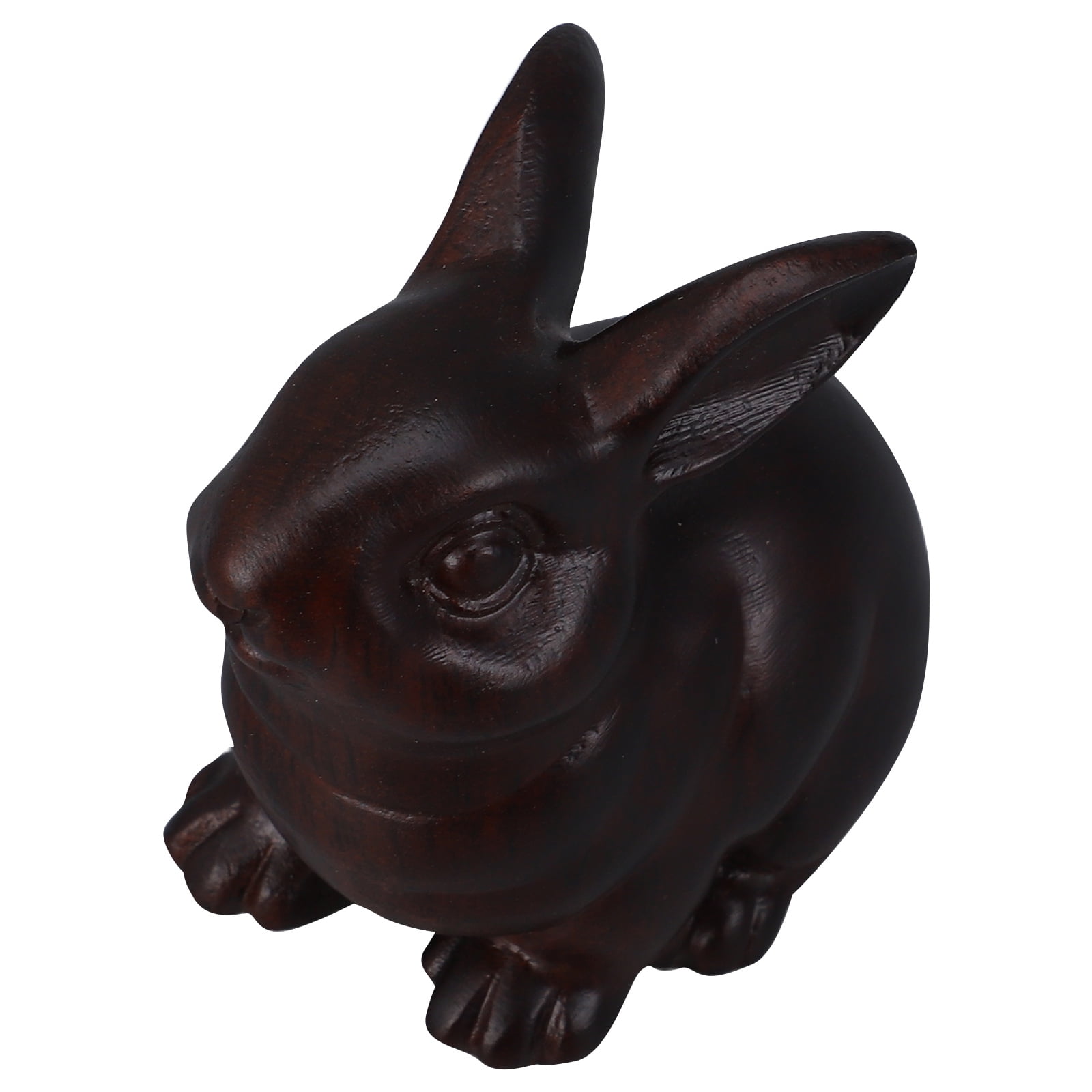 HOMEMAXS Wooden Carving Rabbit Ornament Bunny Figurine for Desktop ...