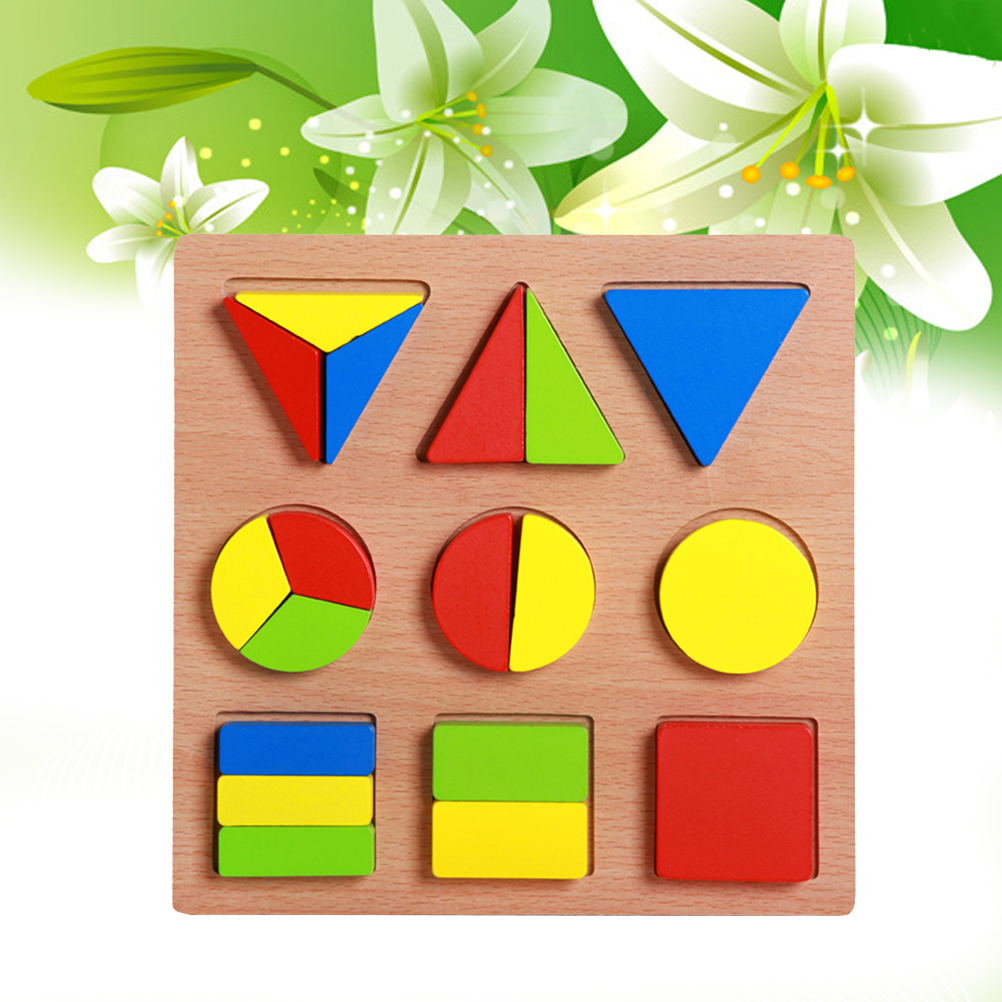 Wooden Geometry Puzzles for Kids Playing with Assorted Color Shapes to ...