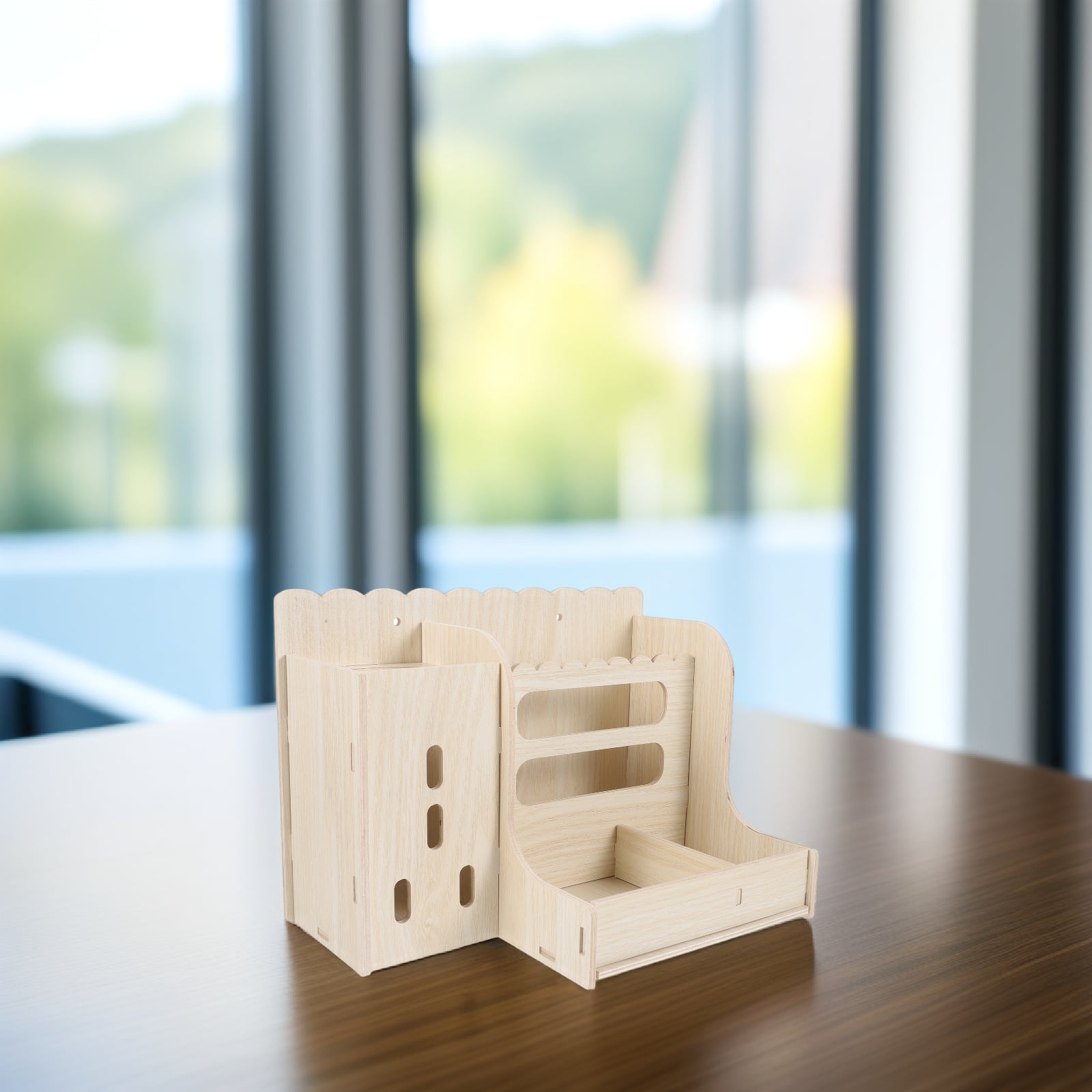 HOMEMAXS Wooden Holder for Rabbit Feeder Beige Multi Function Bunny ...