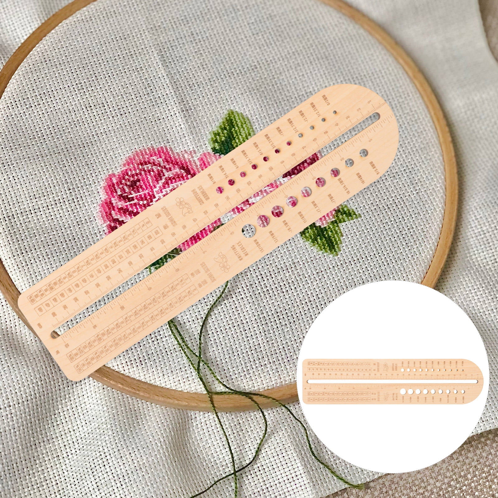 HOMEMAXS Wooden Knitting ruler for Sock Measurement Beige Color Smooth ...